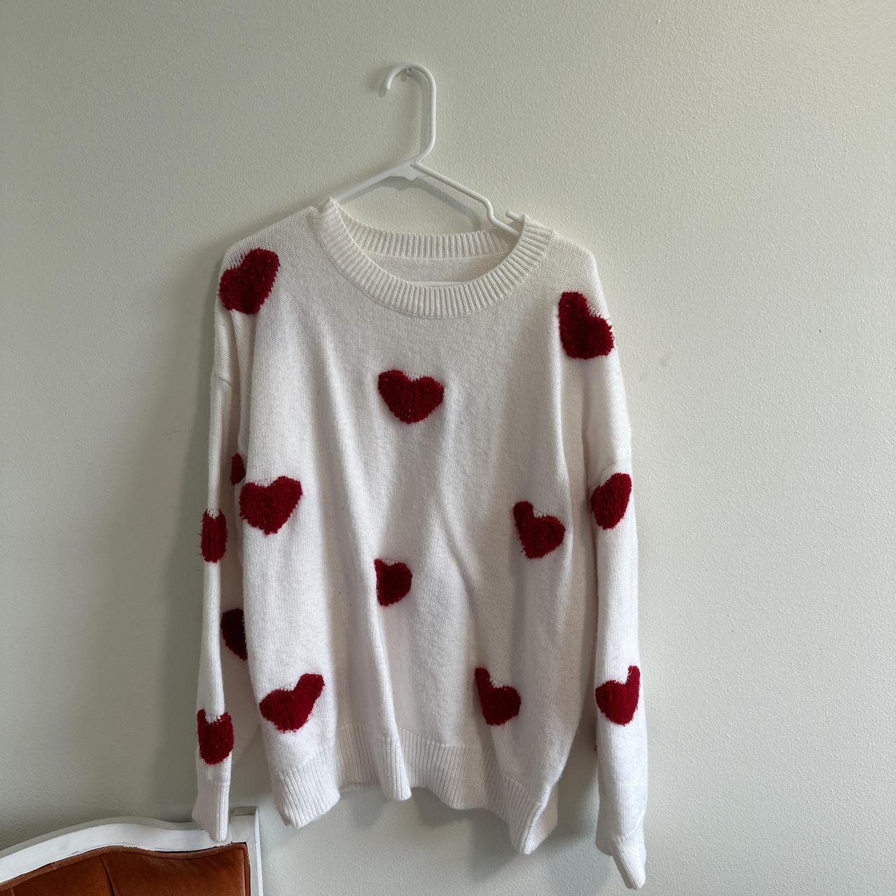 red heart sweater - Depop