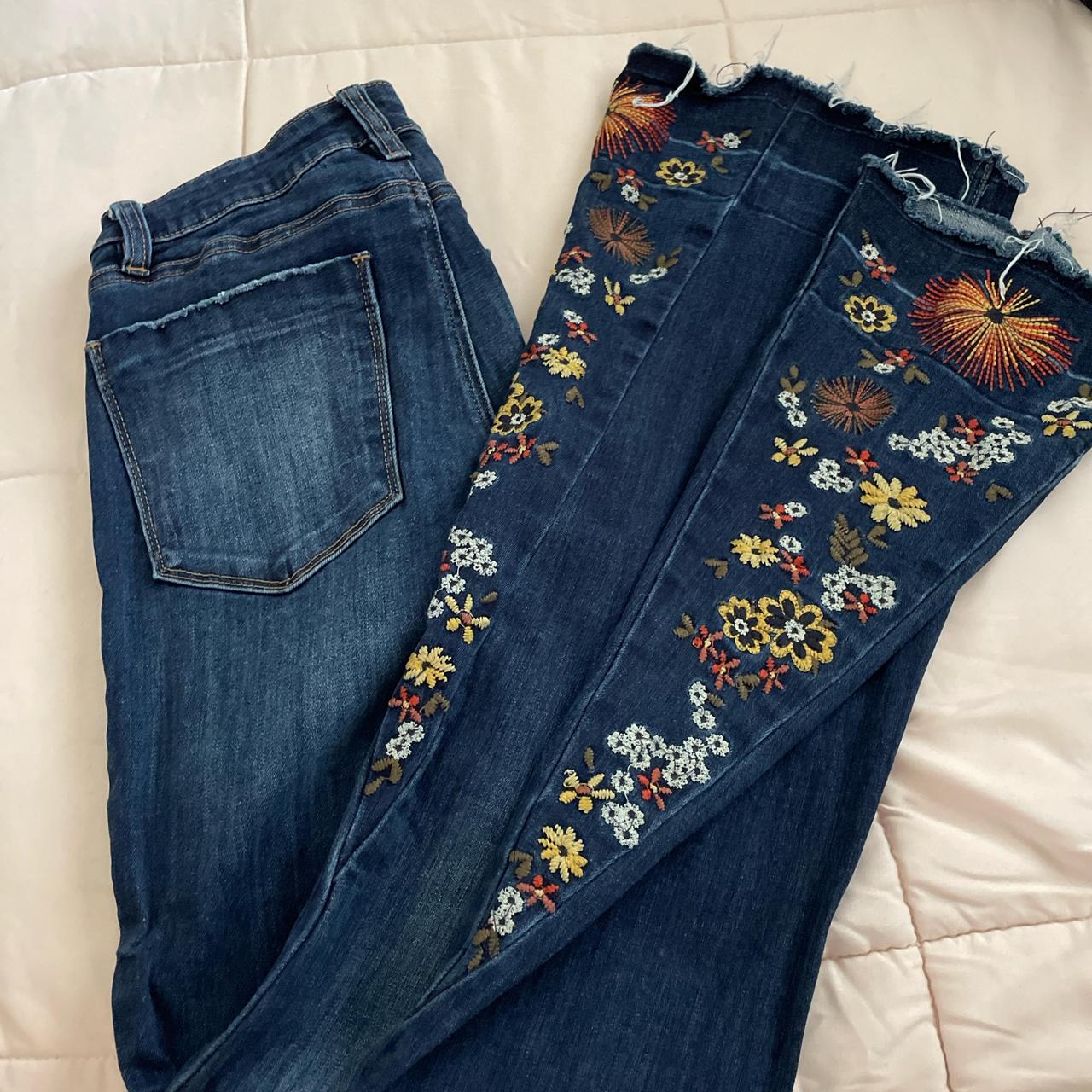 embroidered boot cut jeans #jaripeo - Depop