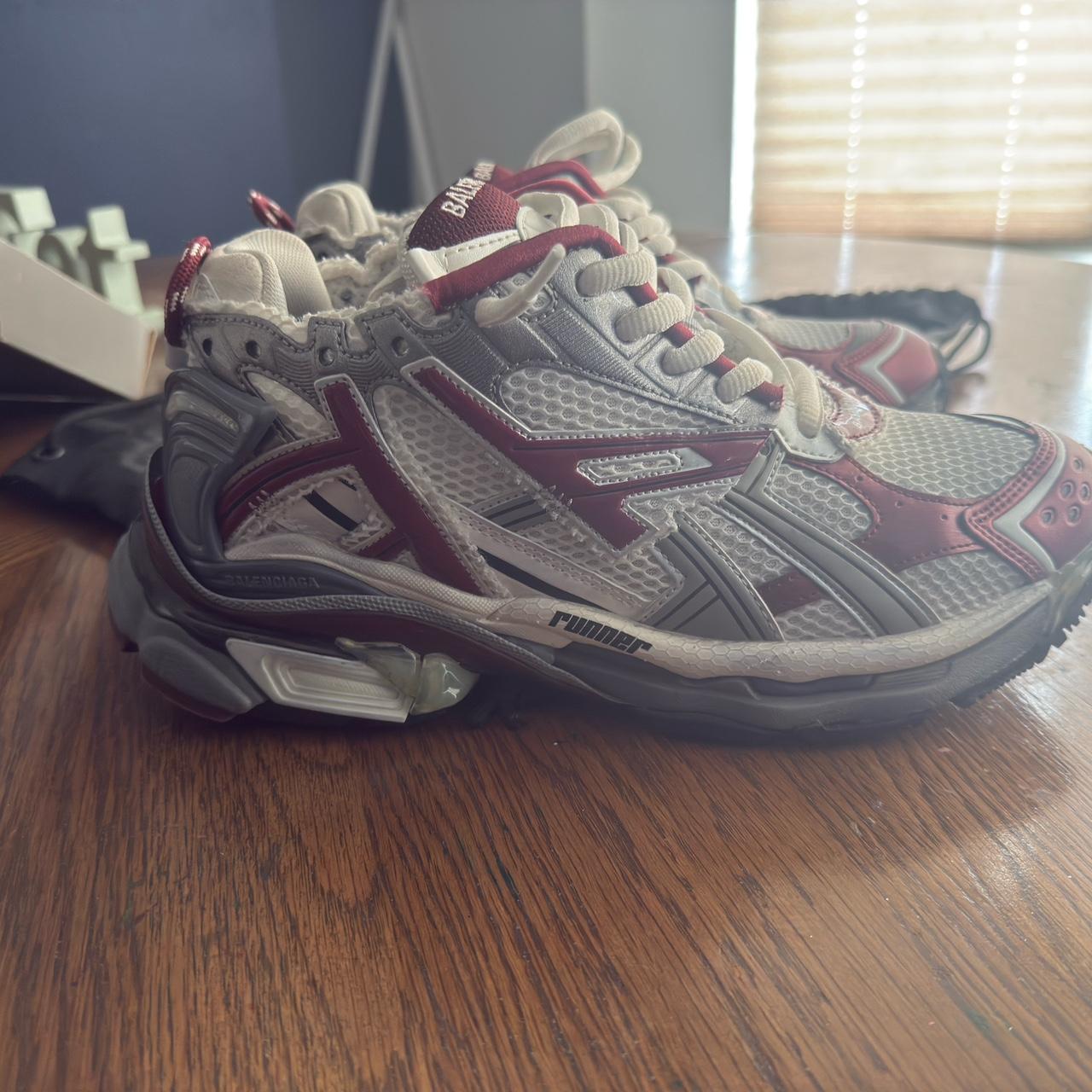 Balenciaga Men’s Burgandy Runners Size 41 Worn few... | Depop