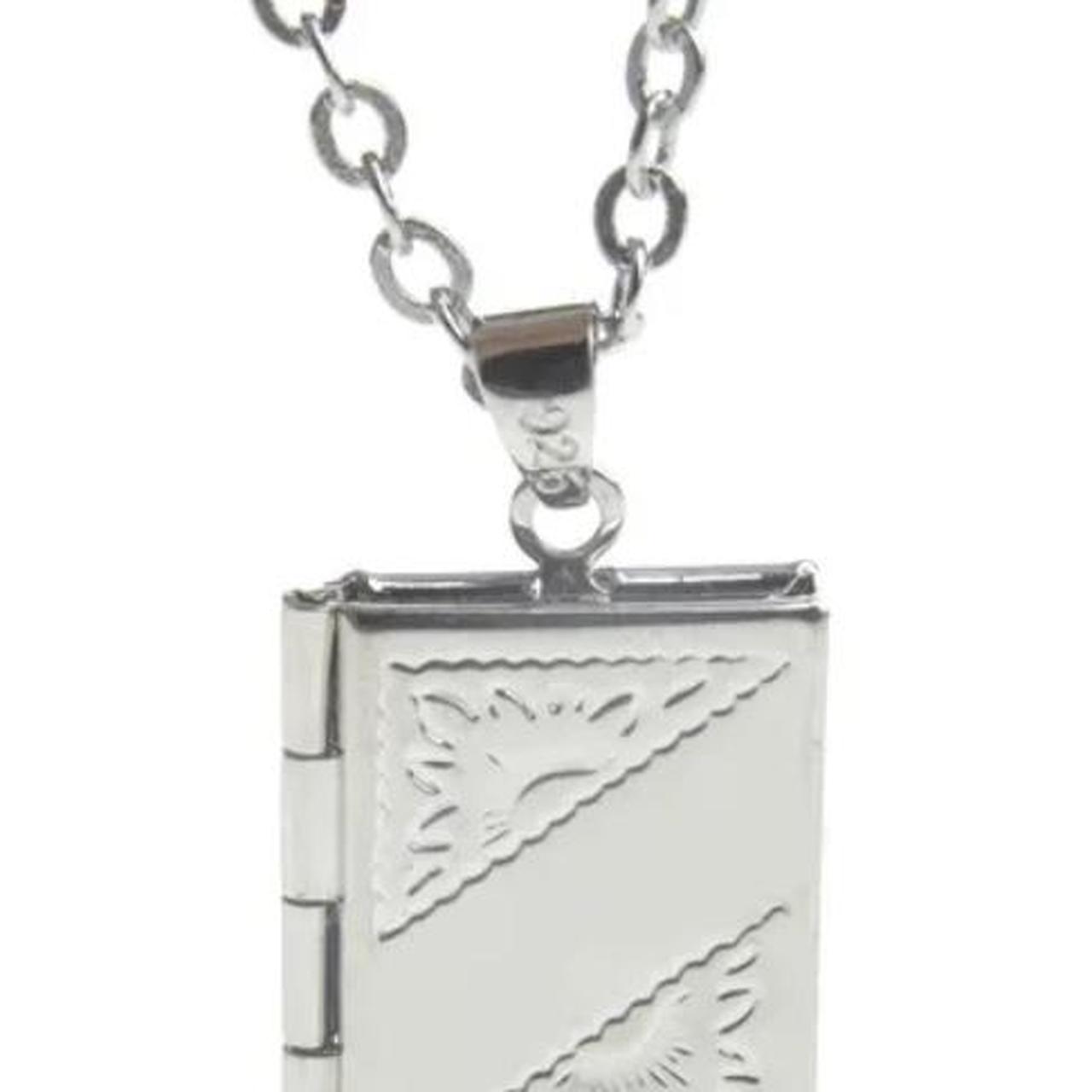 Square shaped book locket necklace (50cm) - Depop