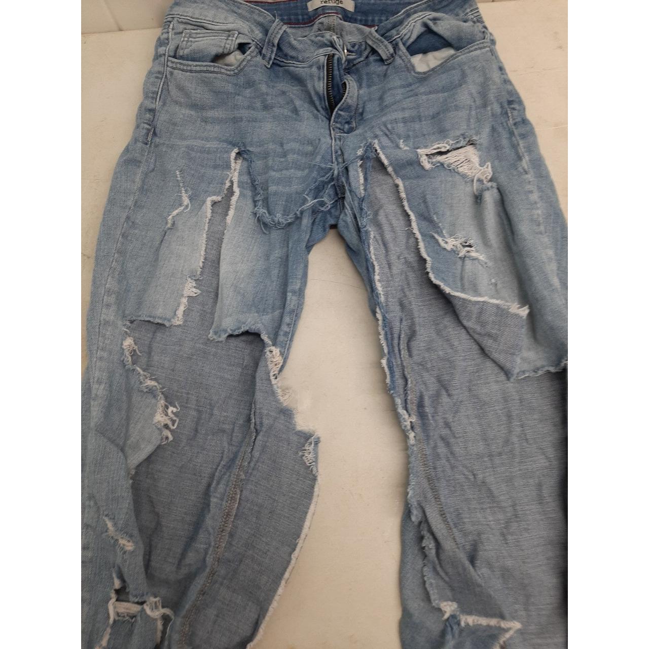 Refuge heavily Distressed Jeans Size 8 - Depop