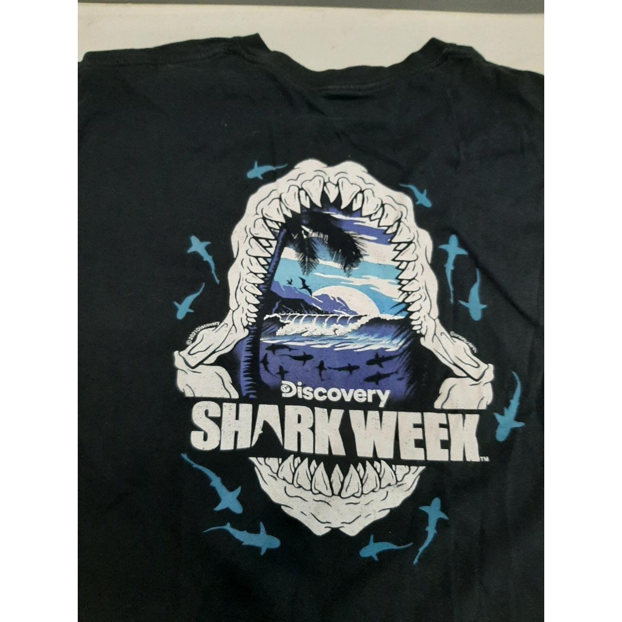 Shark Week Discovery Channel T Shirt Black Tee size L - Depop
