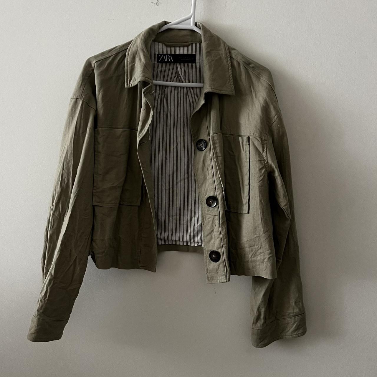 Zara boxy cropped fit linen shacket 2nd/3rd pics... - Depop