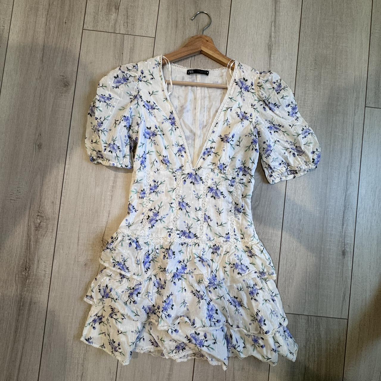 Zara floral tiered ruffle dress - Depop