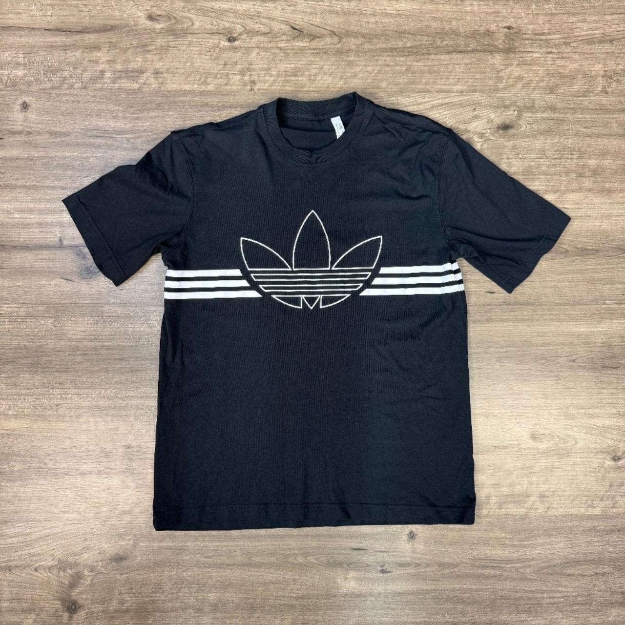 Adidas three stripe logo t shirt men's medium black... - Depop