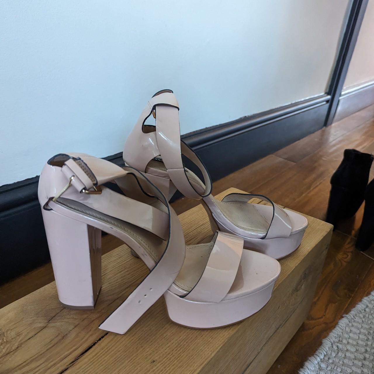 Pink acrylic, strapped open toe heels, Scuffs that... - Depop