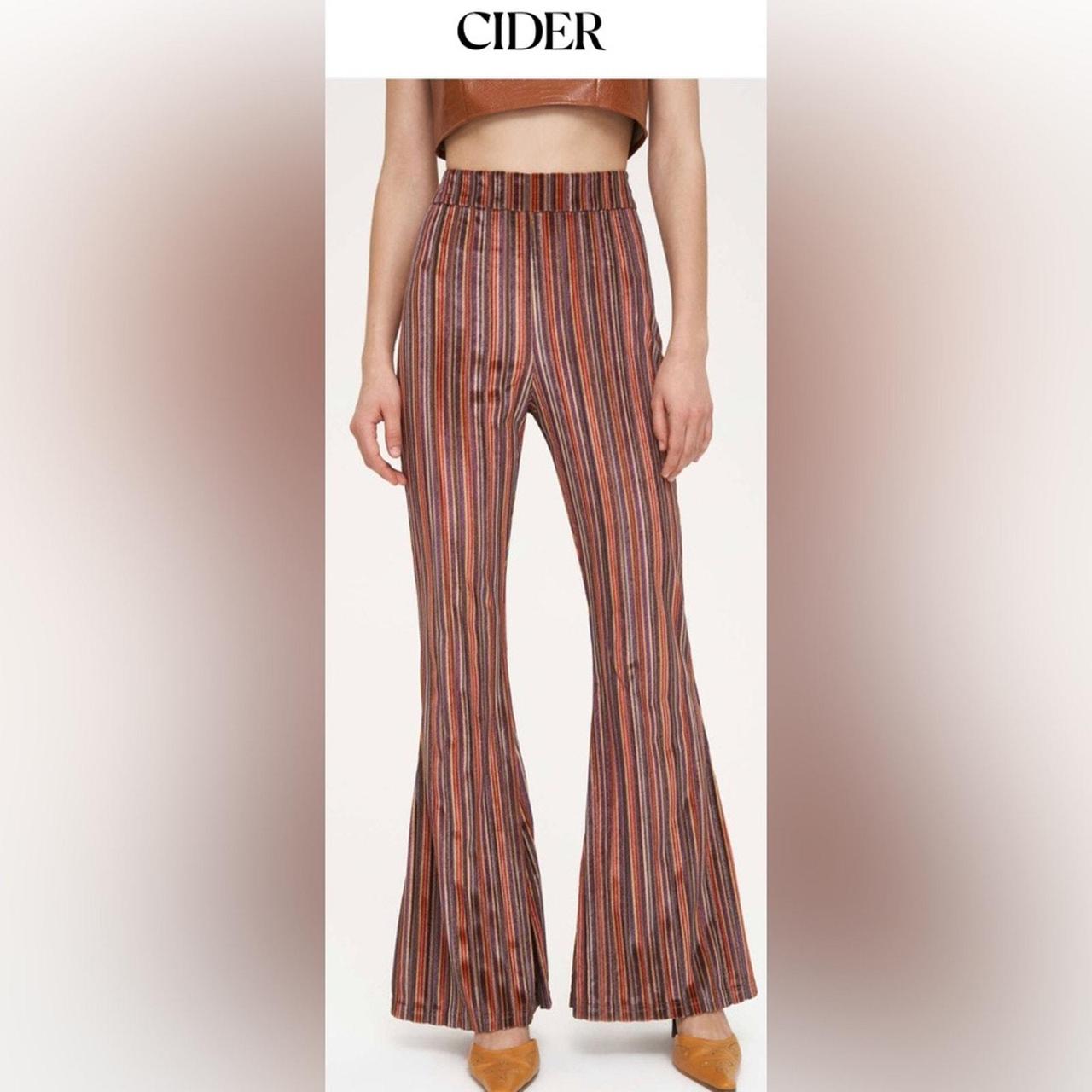 Cider Velvet Flare High Waist Pants Velvet... - Depop