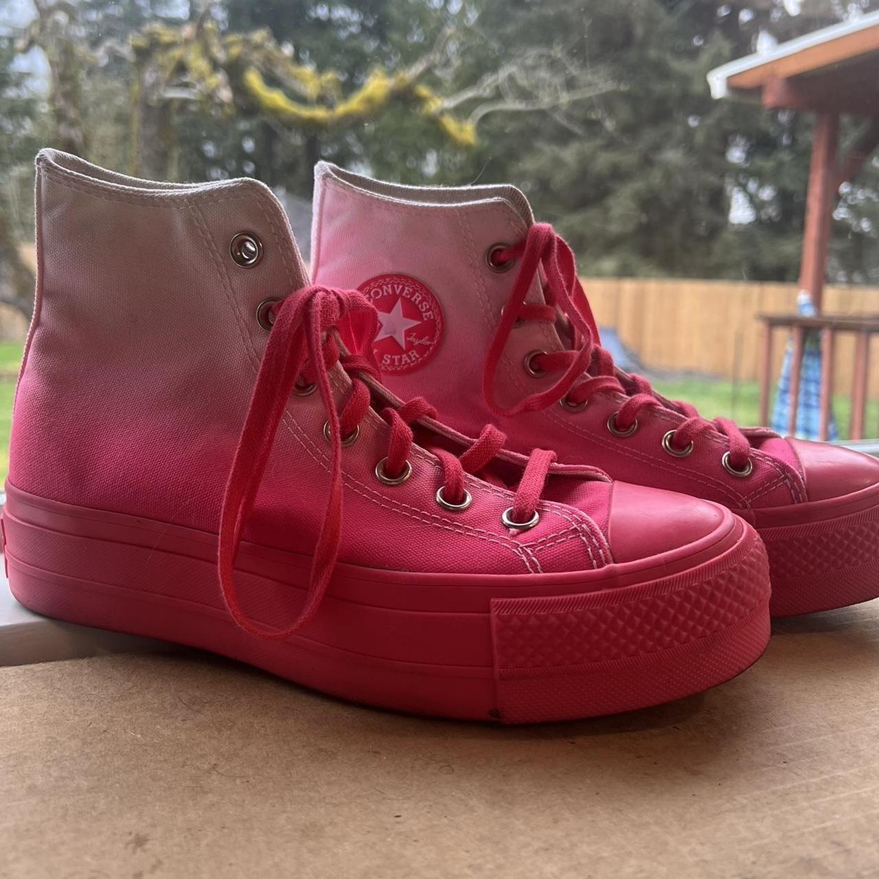 White to pink gradient platform converse! I’ve only... - Depop