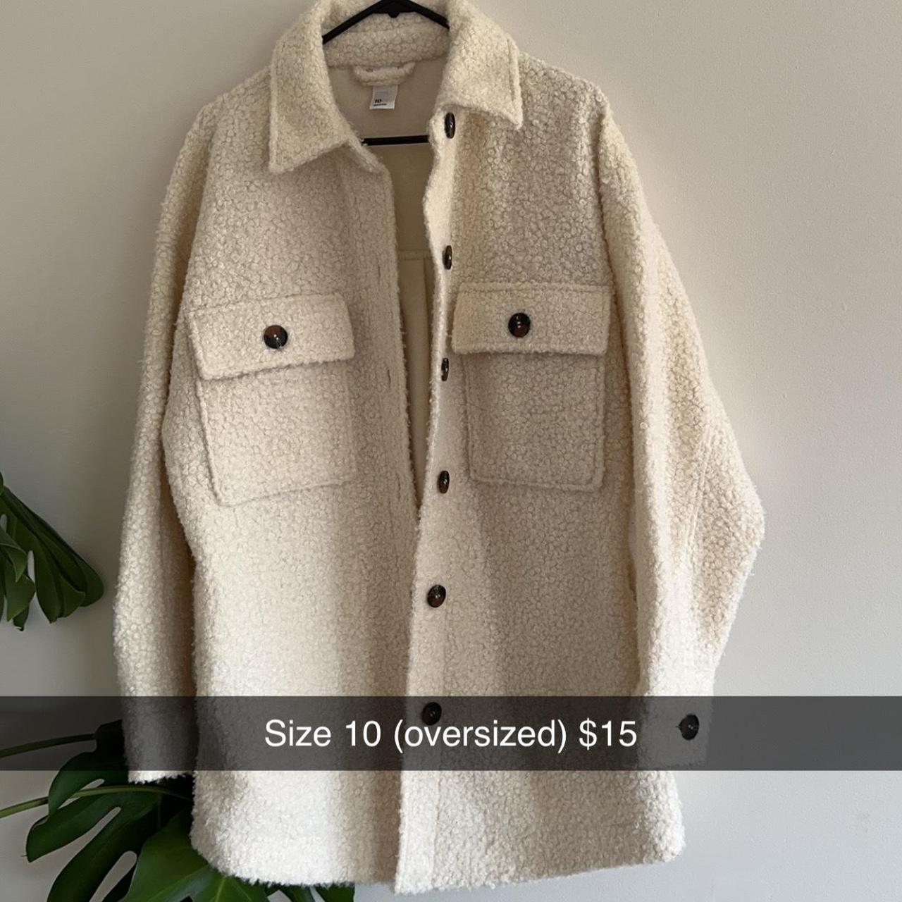 Cream oversized shacket #oversizedjacket Size 10 - Depop
