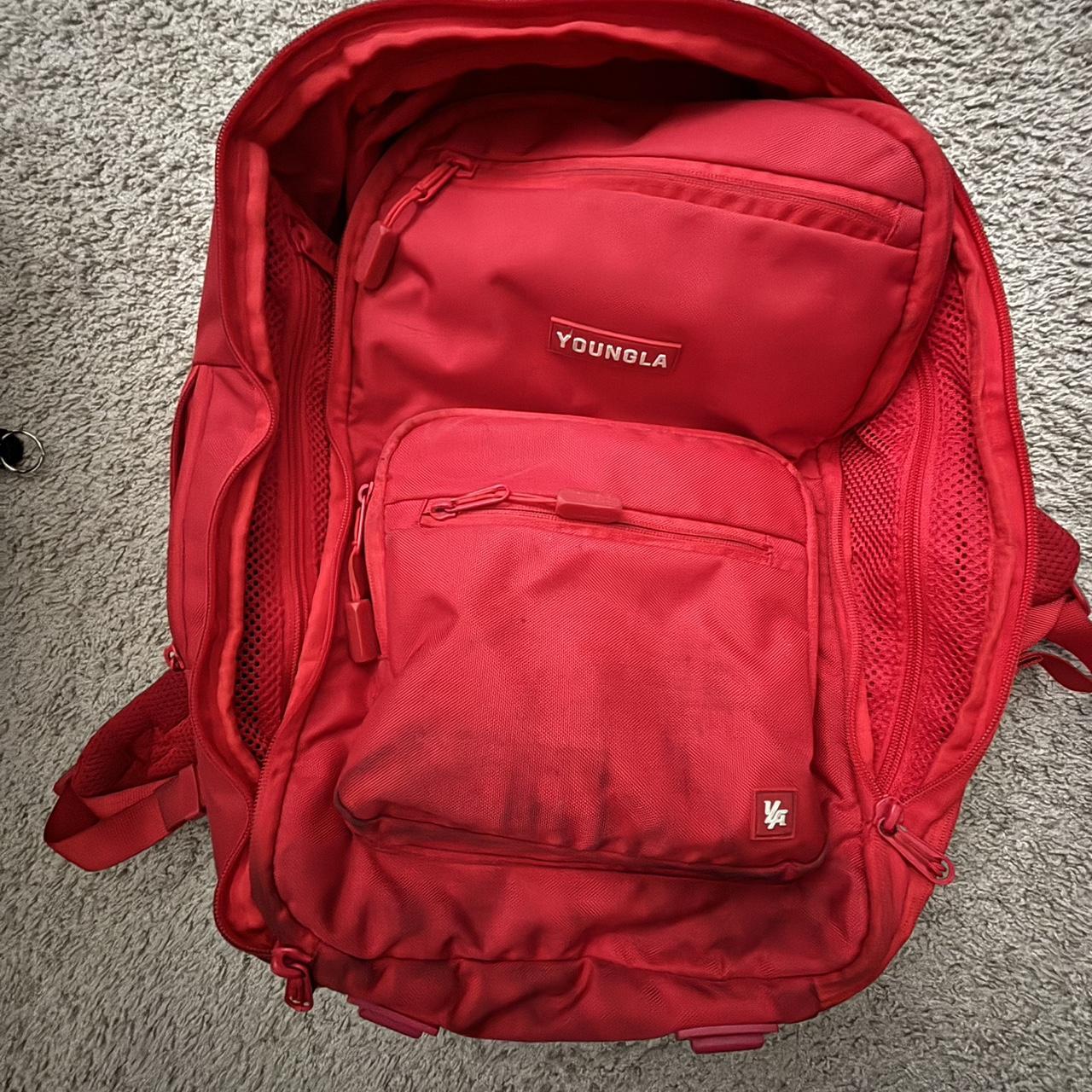 YoungLA red gym backpack perfect condition except... | Depop