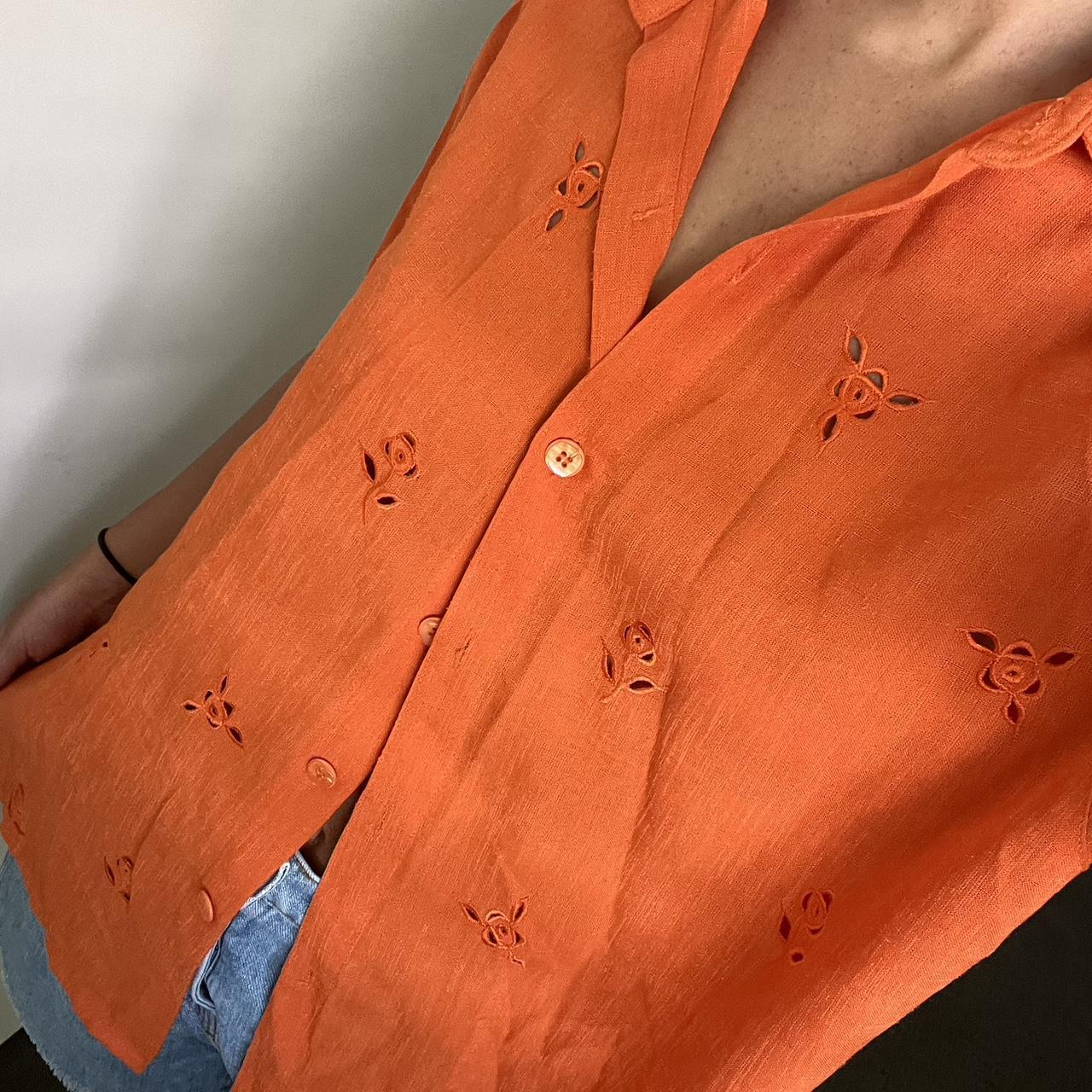 Repop Orange linen second hand top - Depop