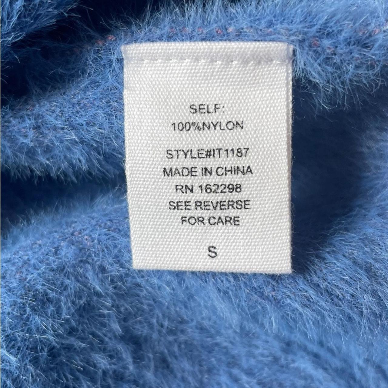 Bucket List Blue Fuzzy Cropped Collared Jacket Size... - Depop