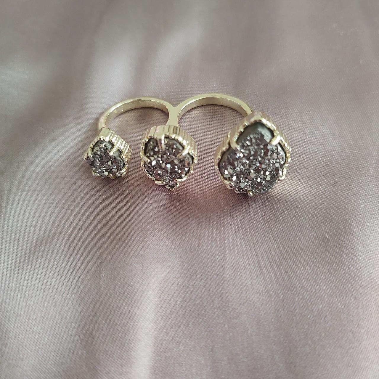 Kendra Scott Naomi two finger ring in Platinum Druzy... | Depop