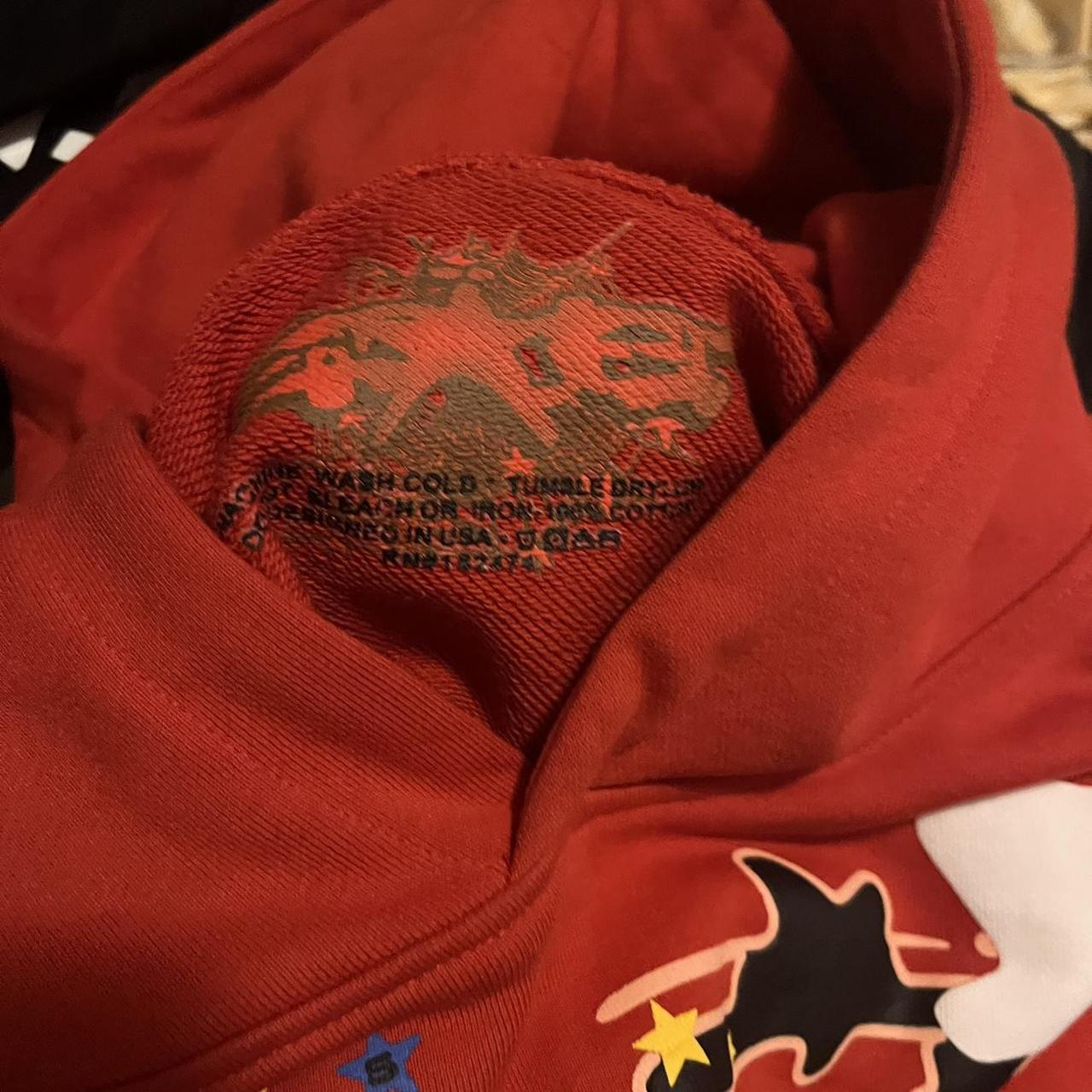 Sp5der Worldwide Red Angel Number 555 Hoodie - Depop