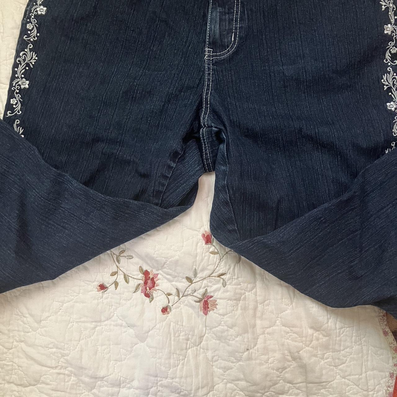 Embroidered jeans Women’s embroidered jeans size 16 - Depop