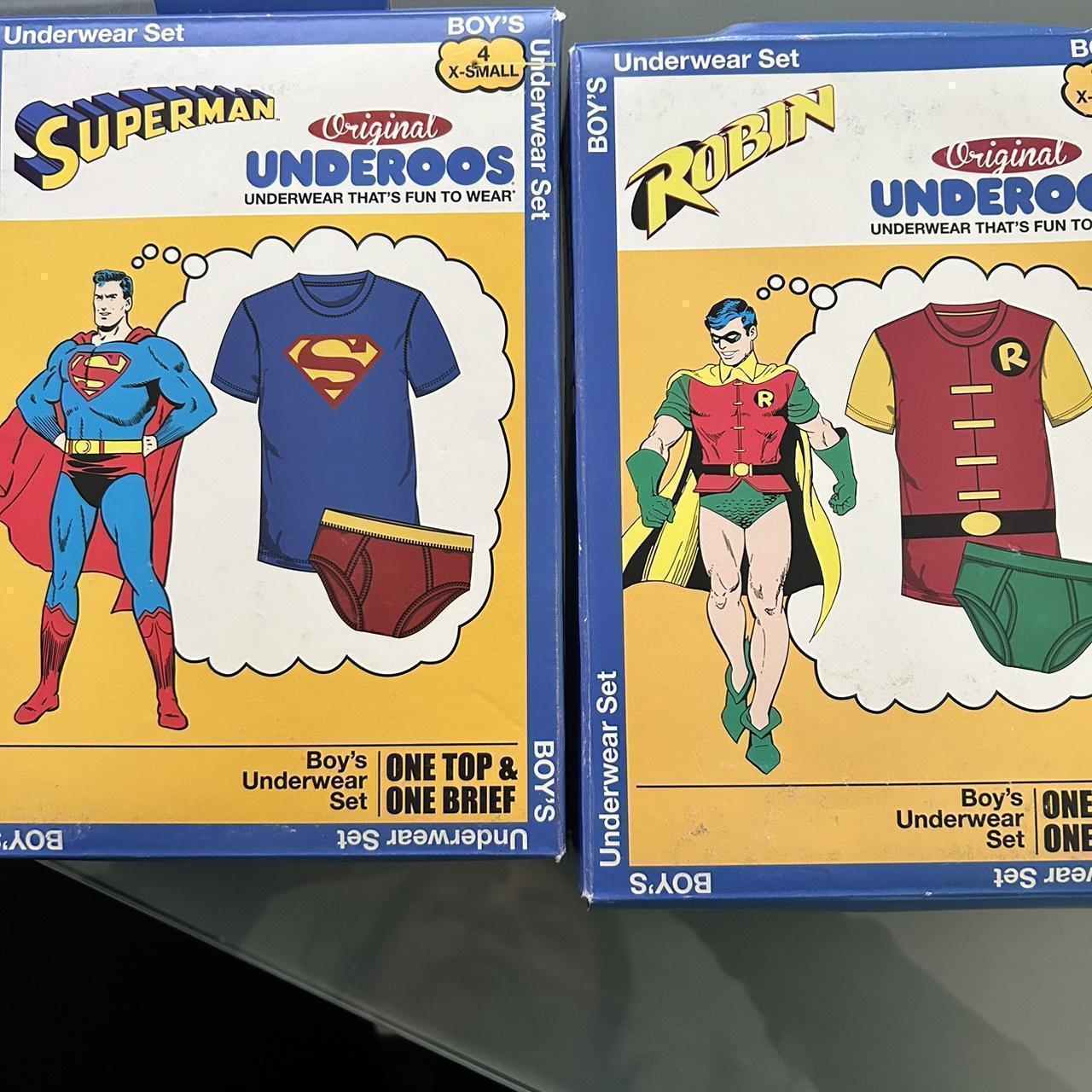 2 DC Comics Boy's Superman /Robin Underoos T-Shirt... - Depop