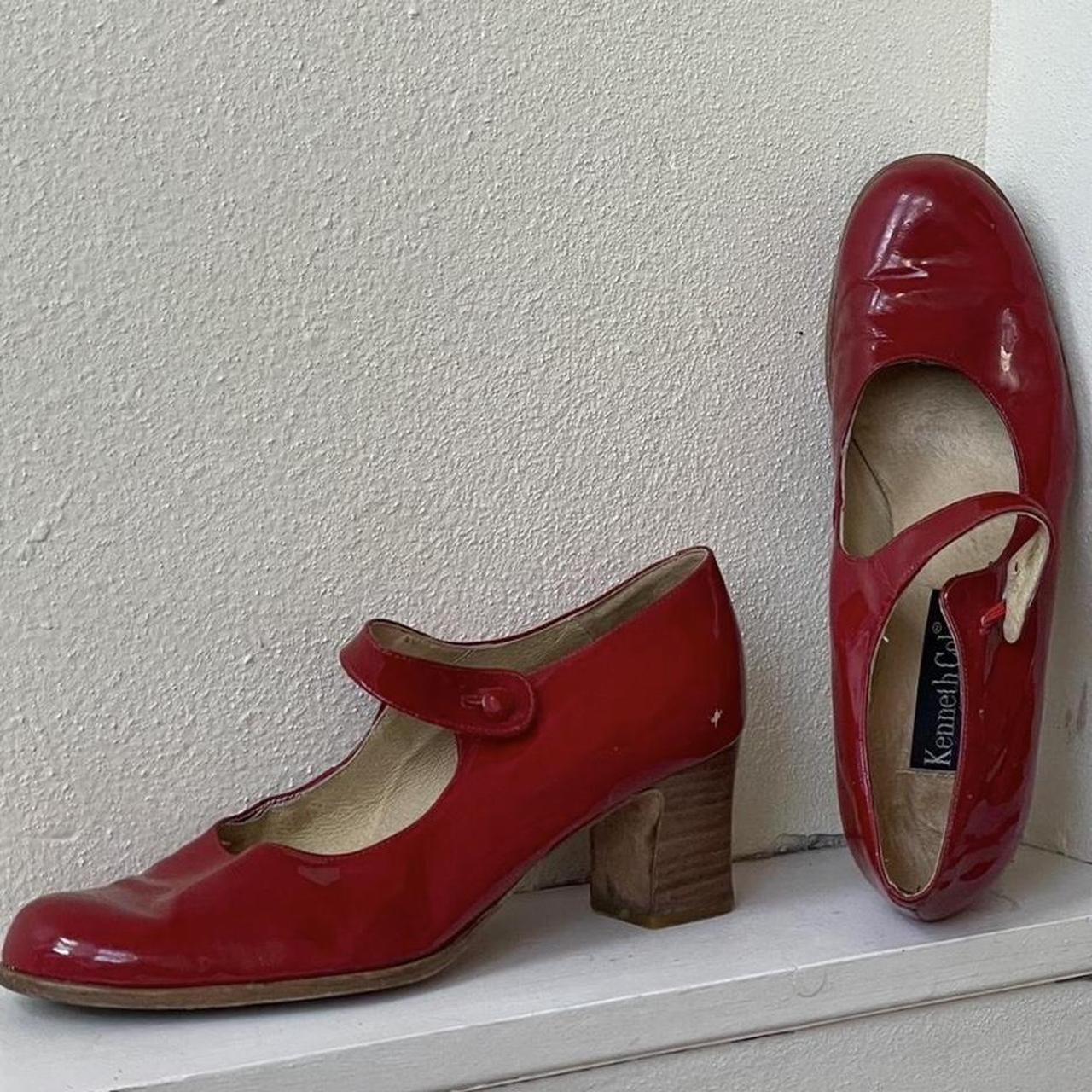 vintage 80s red patent leather mary jane’s cute lil... - Depop