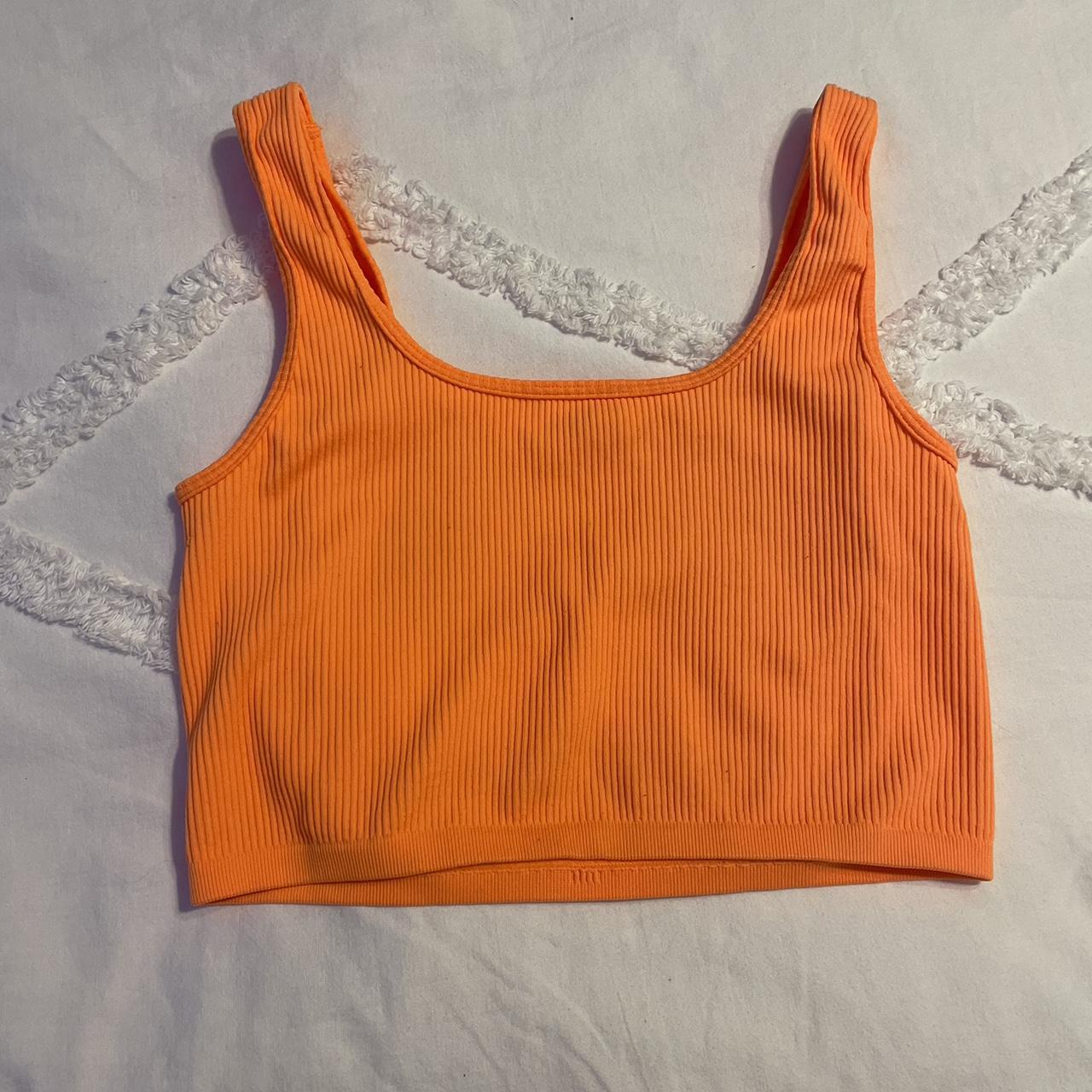 neon orange tank top ribbed fabric that... - Depop