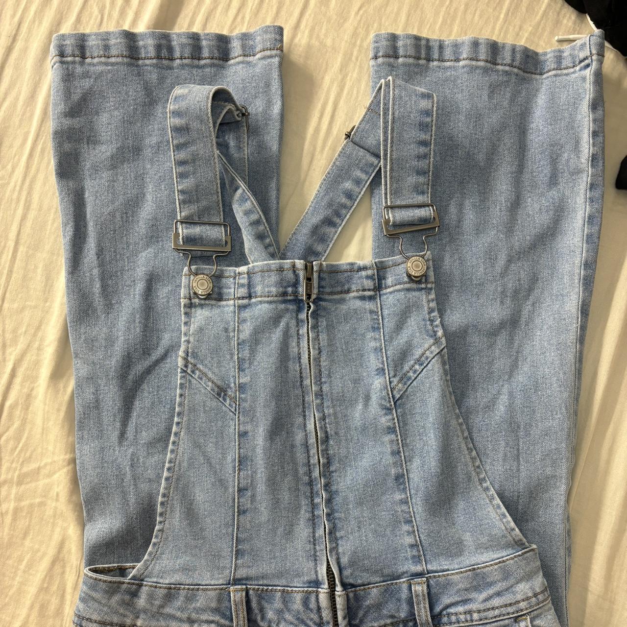 Cute blue denim overalls with adjustable straps,... - Depop