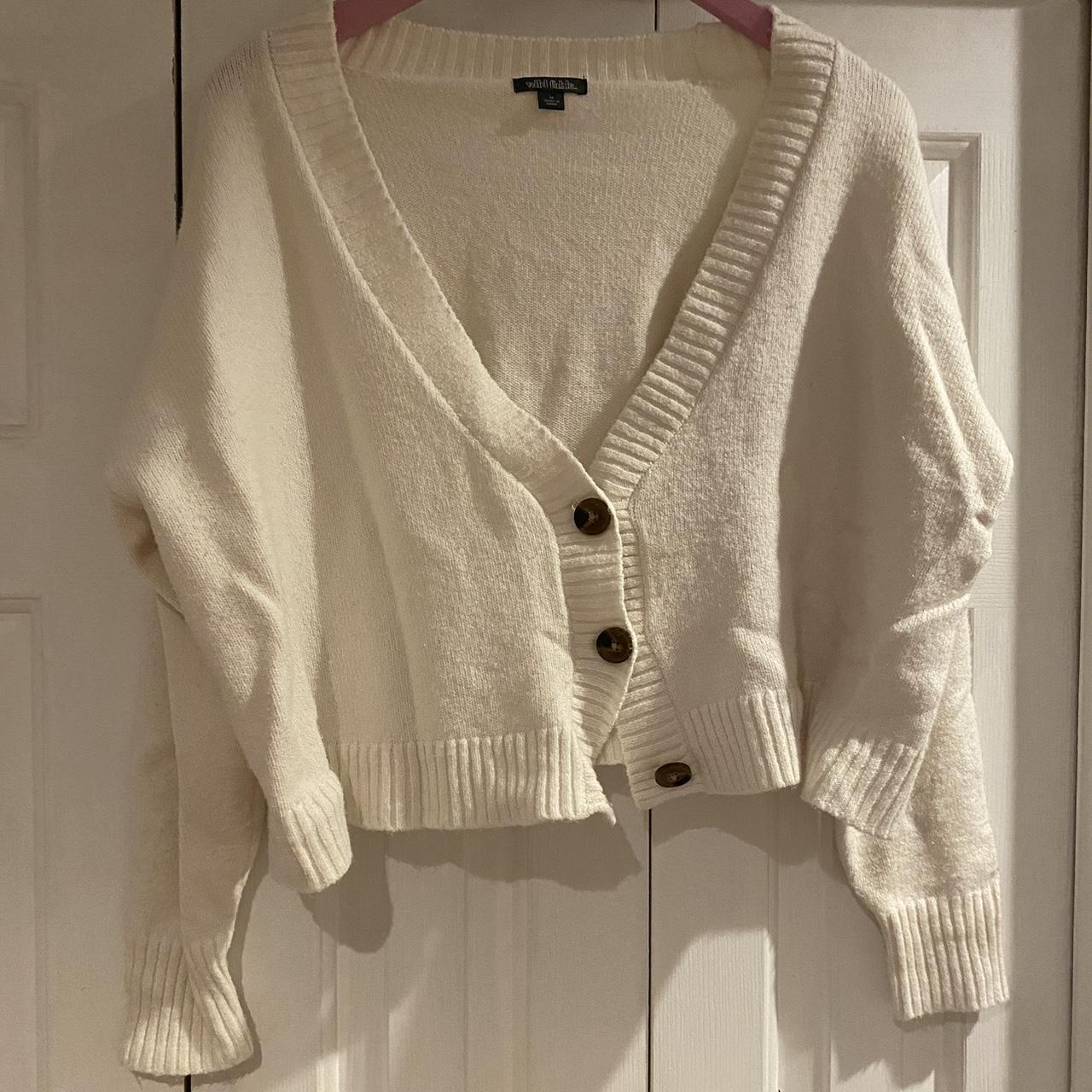Wild fable crop cardigan in cream. Three buttons... - Depop