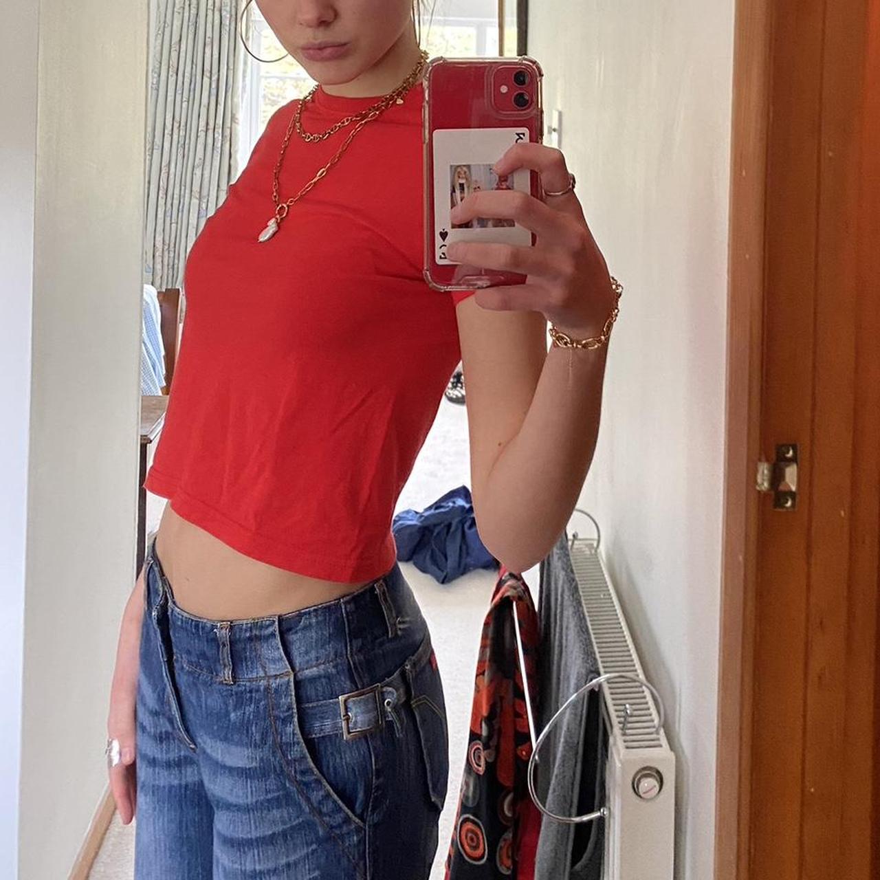 red baby tee!! So cute and can be worn with... - Depop