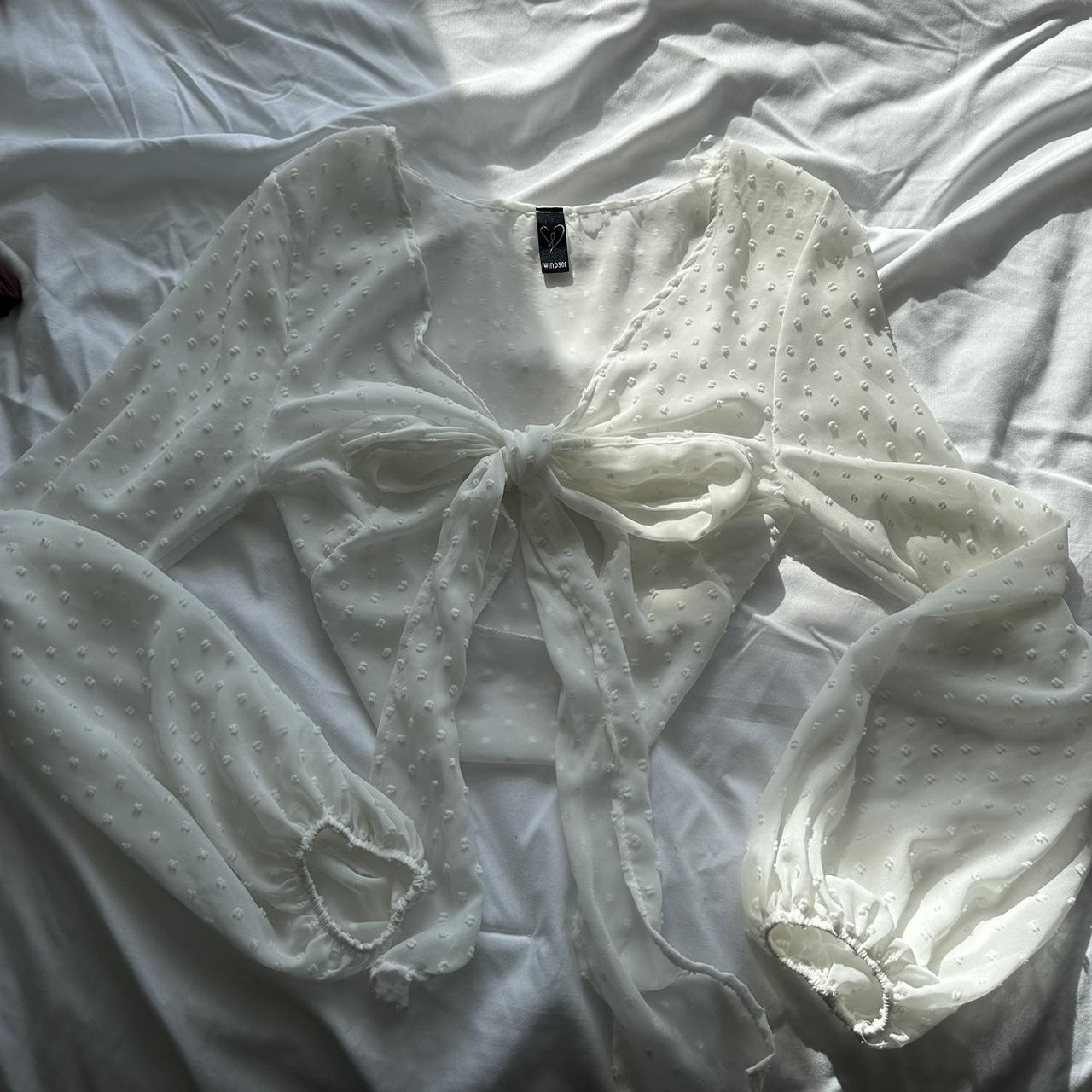 Sheer tie front top Never worn - Depop