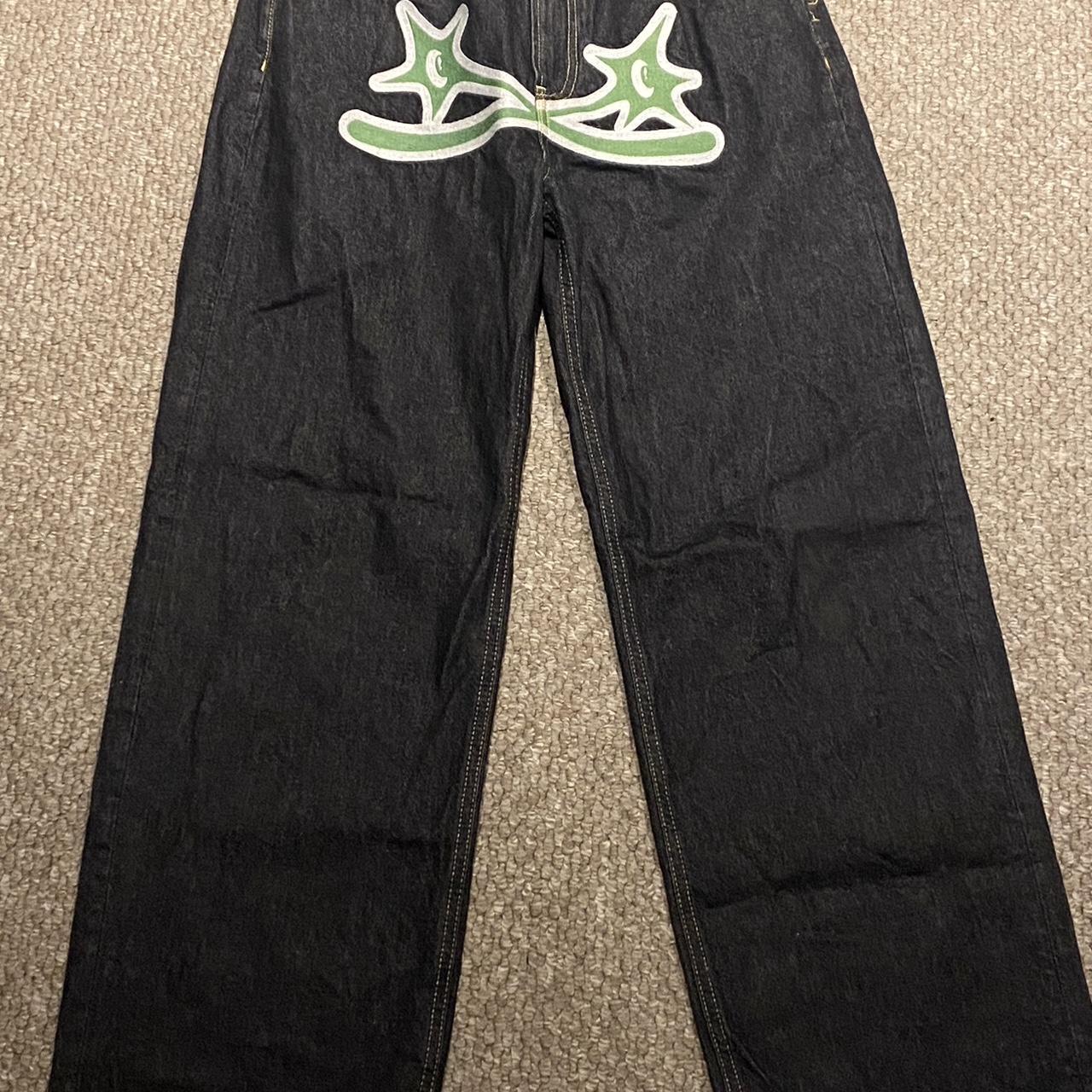 #Protect ldn jeans green spike #denim jeans Original... - Depop