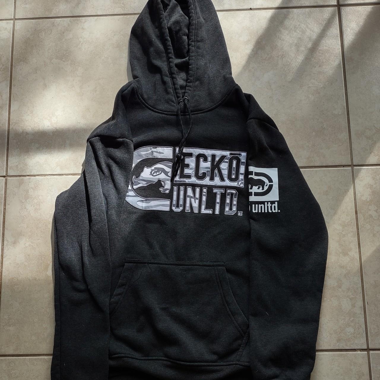 ECKO UNLTD Large Black Hoodie w/ Sleeve Design - Depop