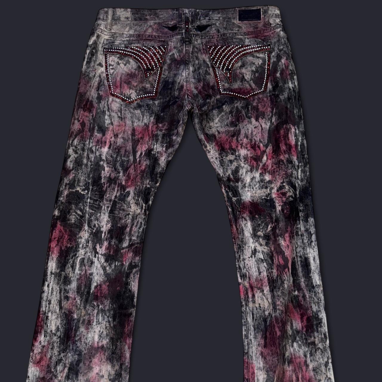 Red baba robin jeans with fully studded pockets and... | Depop