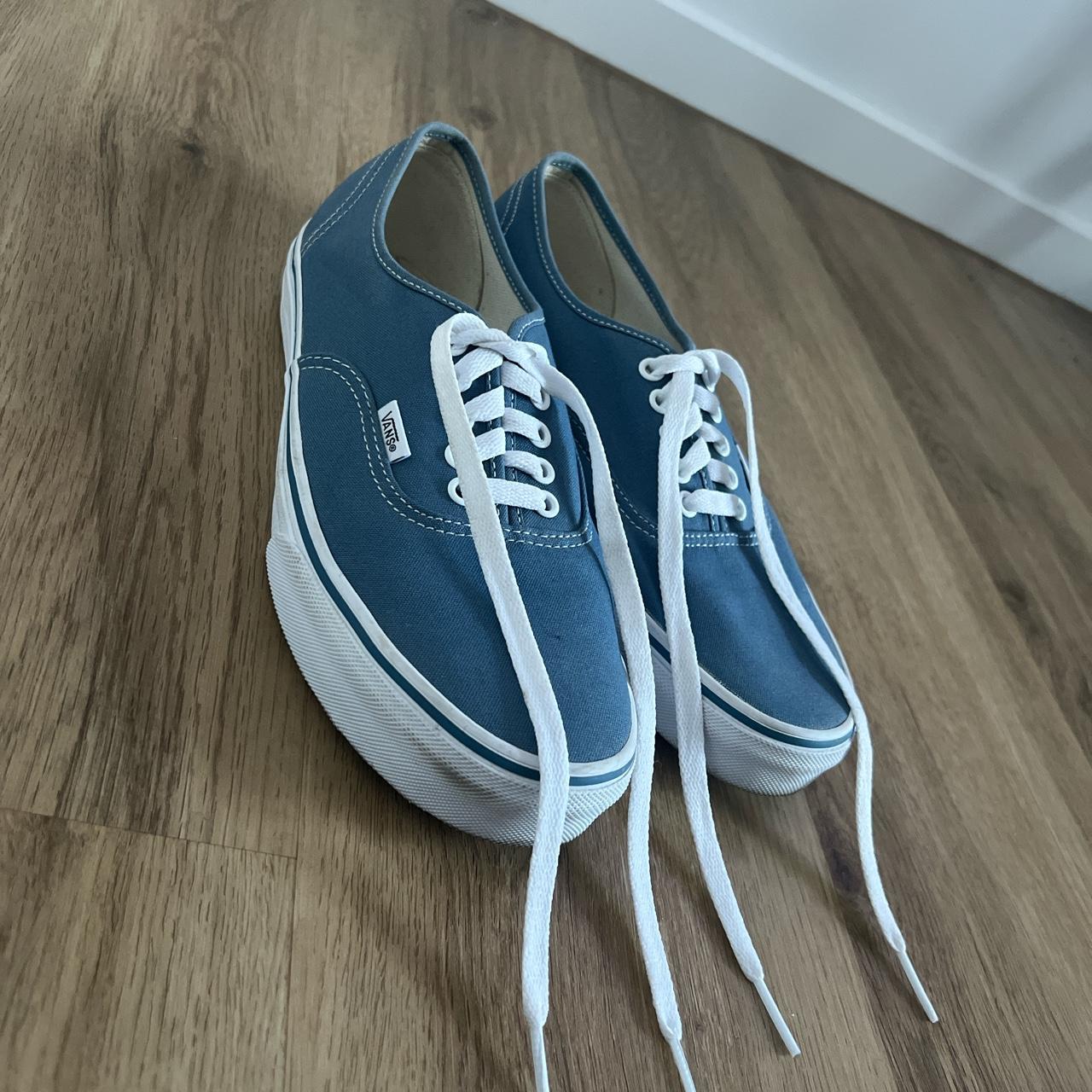 Blue and white, low cut vans - Depop