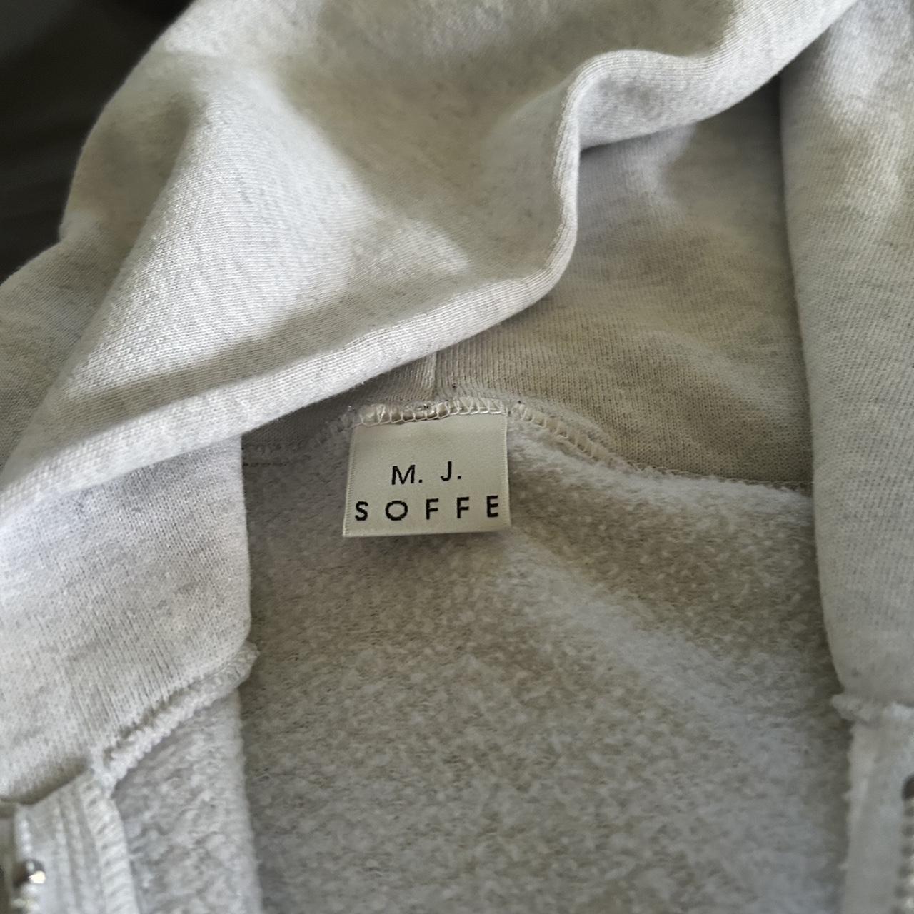 White/really light grey “M.J Soffe” zip up hoodie,... - Depop