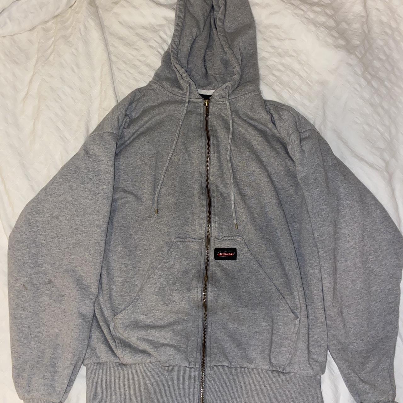 grey dickies zip-up thick + warm goes with... - Depop