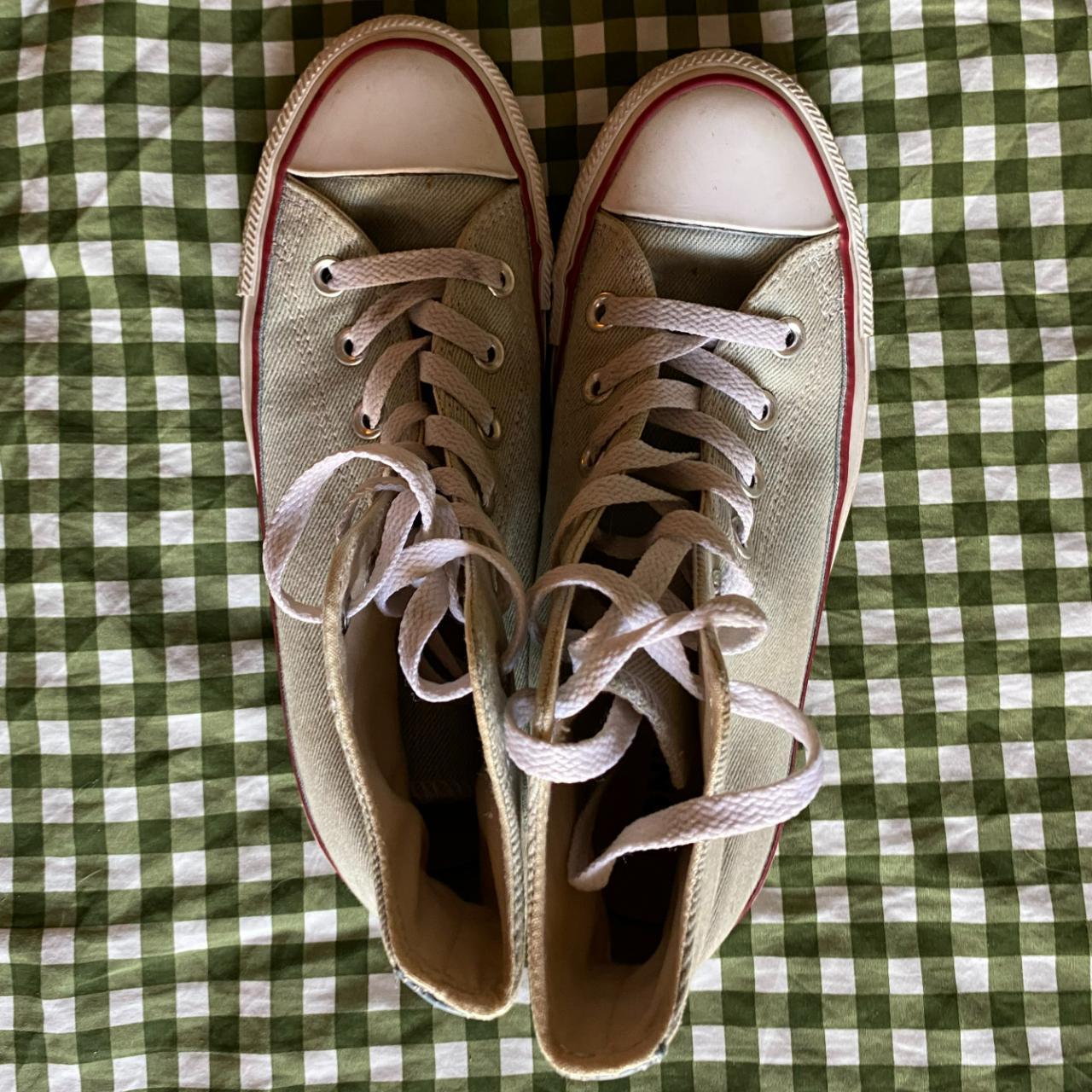 Unisex Two Toned Blue High-Top Converse All... - Depop