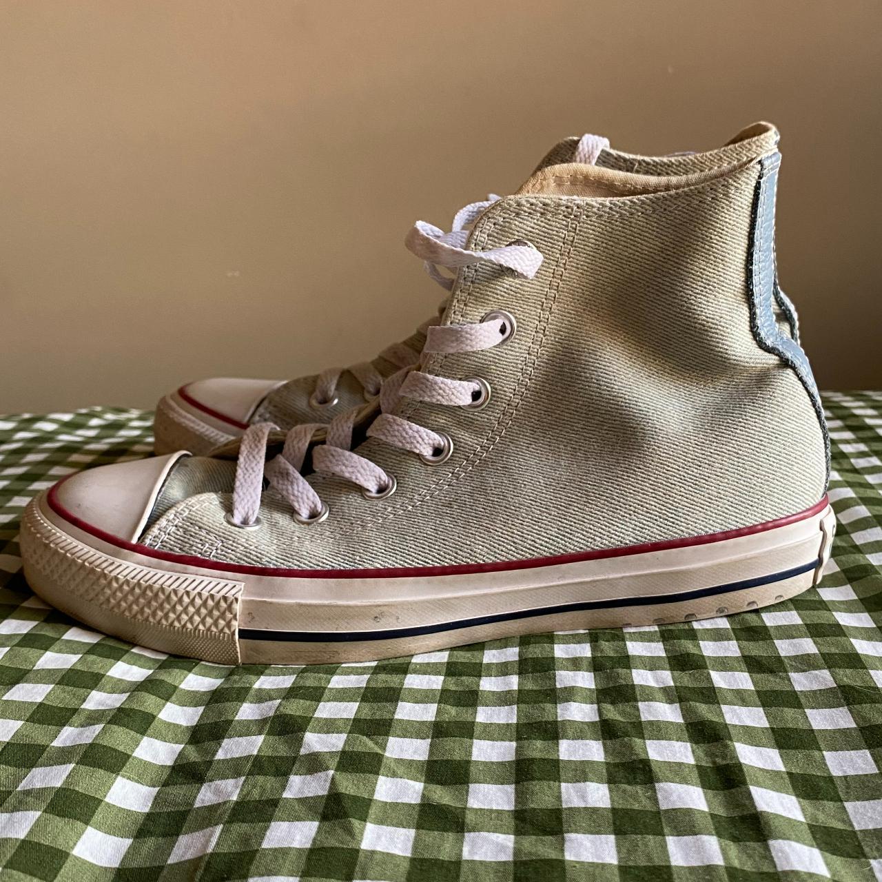 Unisex Two Toned Blue High-Top Converse All... - Depop