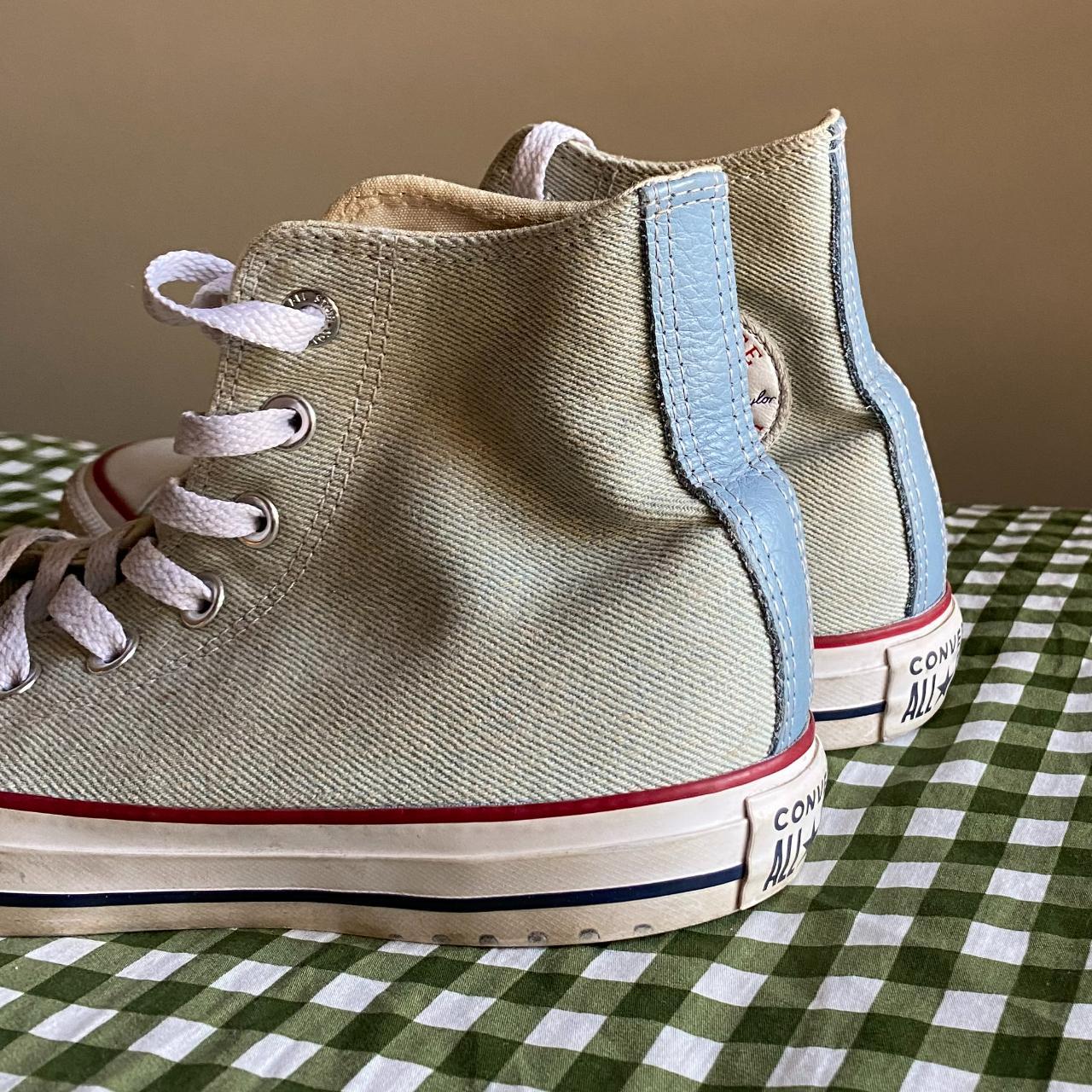 Unisex Two Toned Blue High-Top Converse All... - Depop