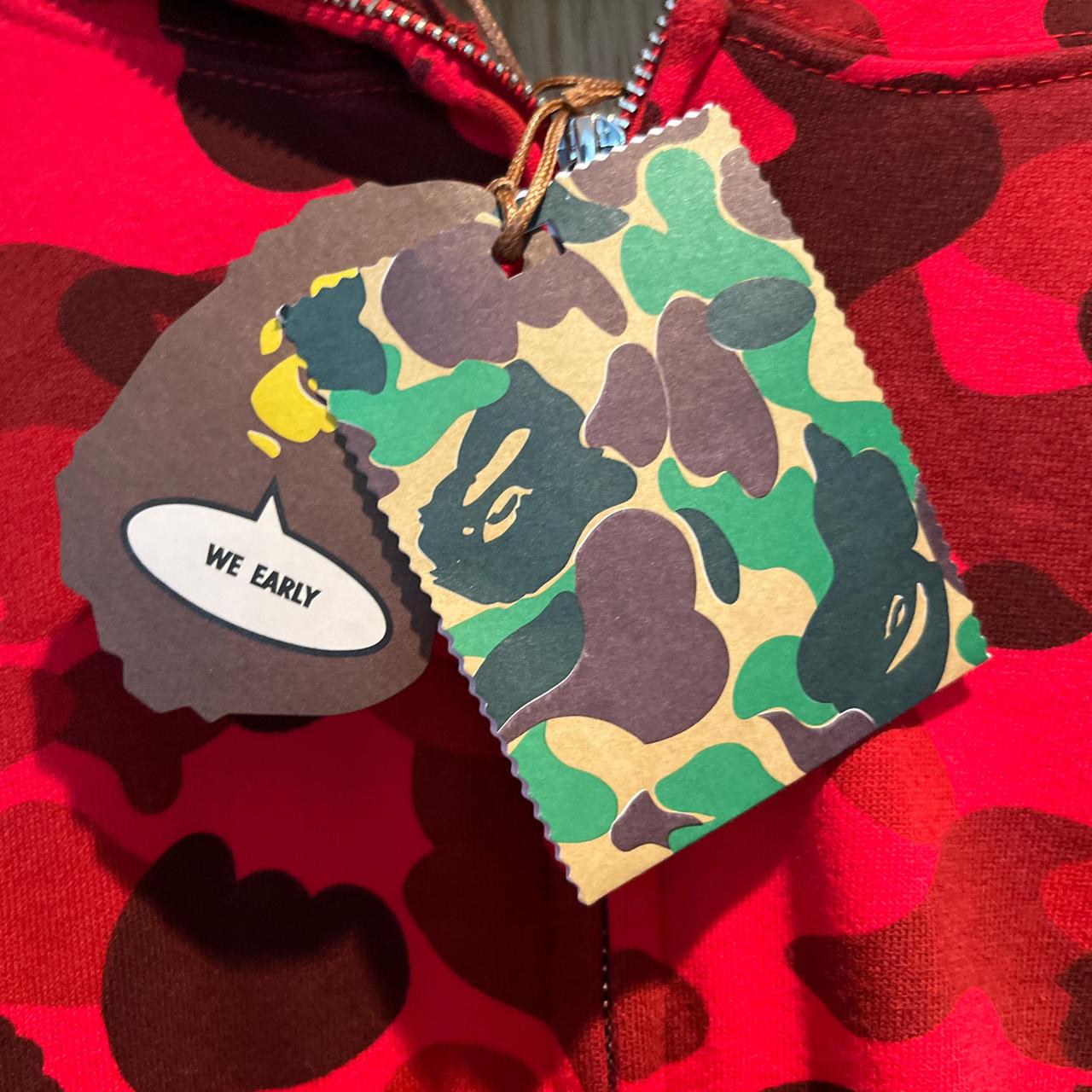 Medium bathing ape red hoodie Worn 3 times - Depop