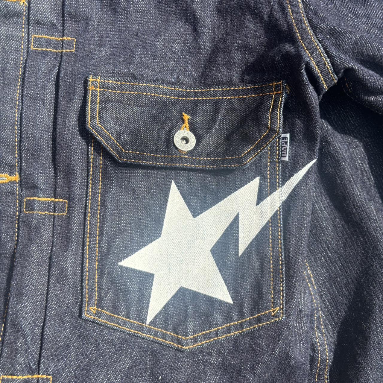 BAPE denim jacket with white stars... | Depop