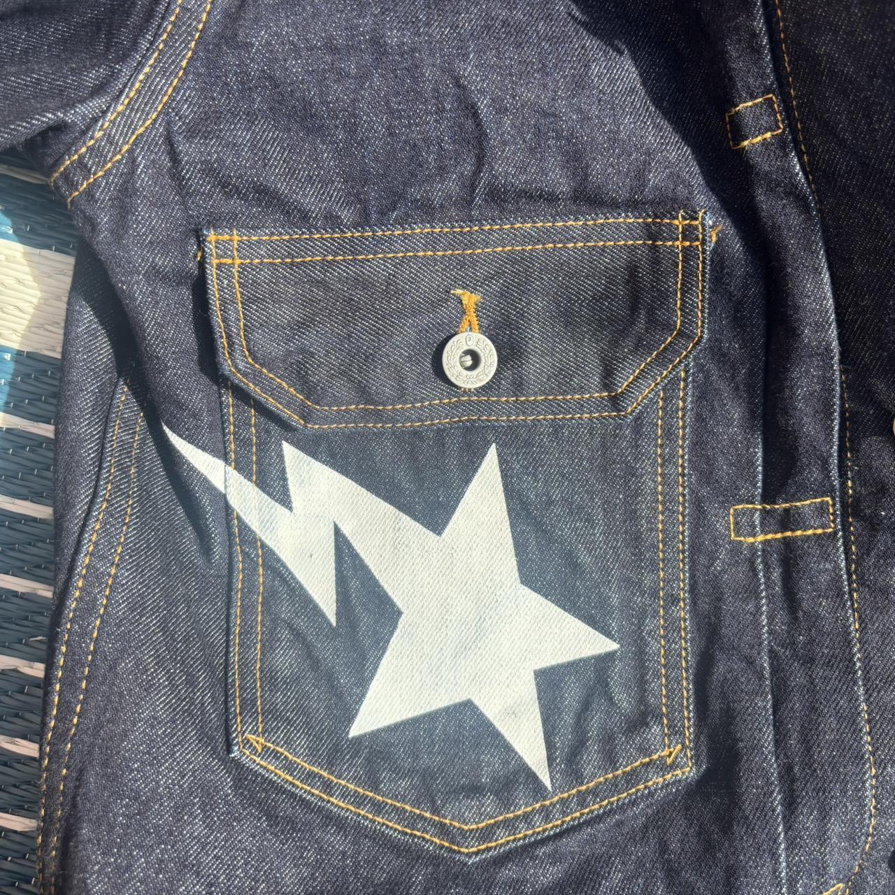 BAPE denim jacket with white stars... | Depop