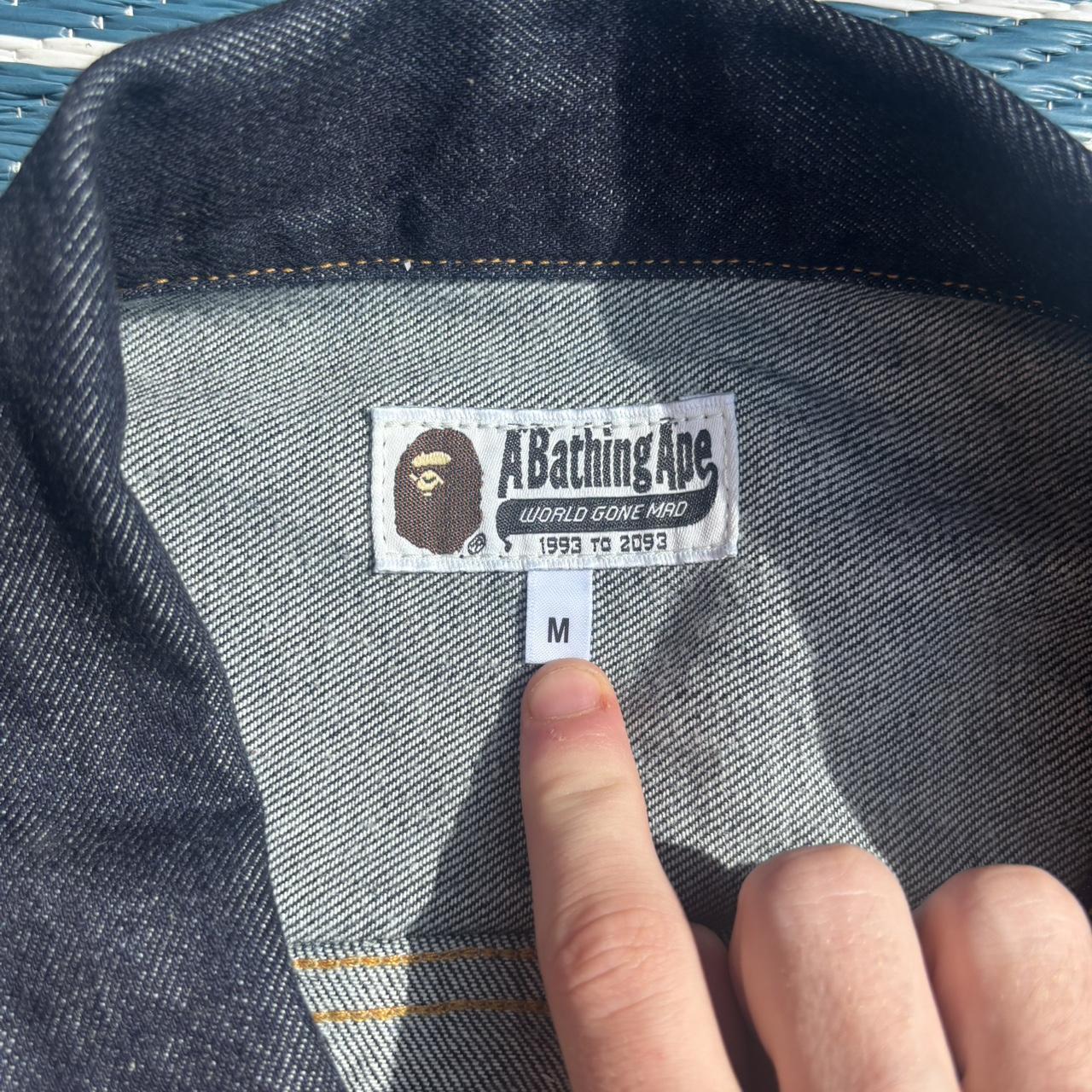 BAPE denim jacket with white stars... | Depop