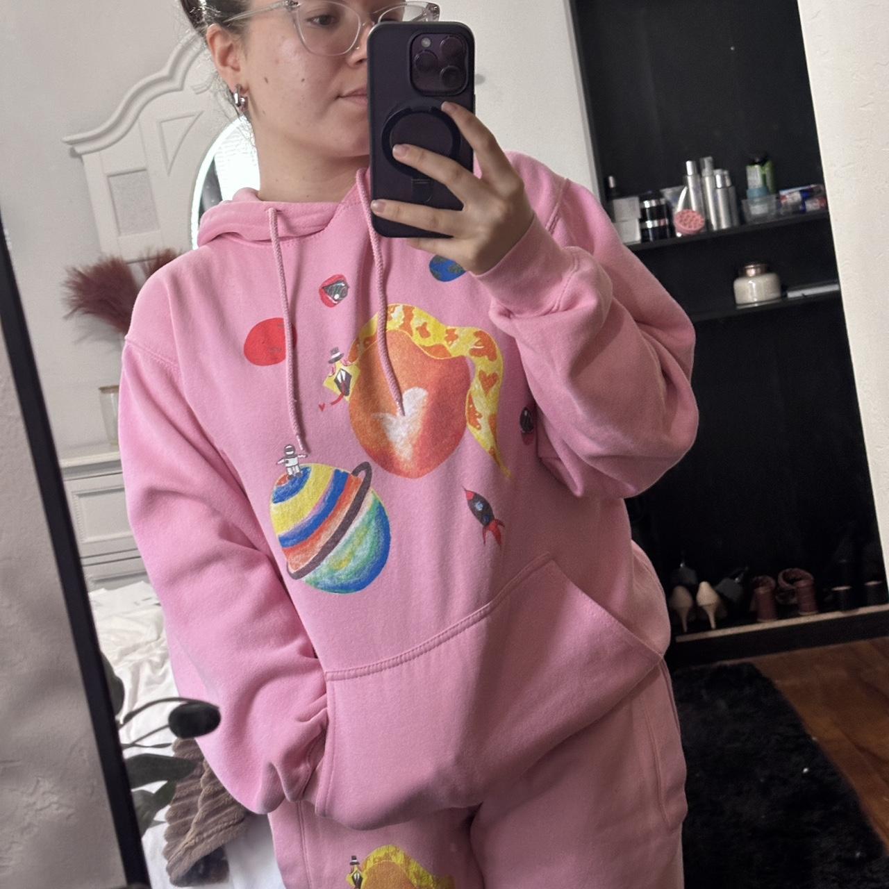 Artist inspired pink sweat pants jogger & Hoodie set... - Depop