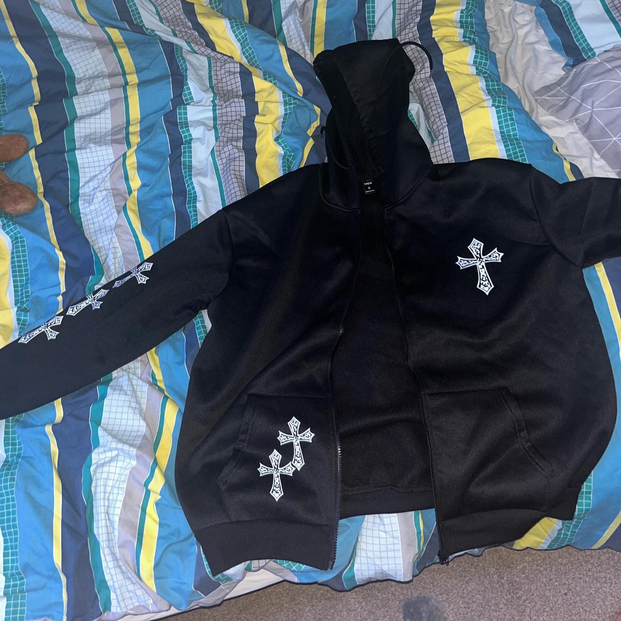 black cross zip up - Depop