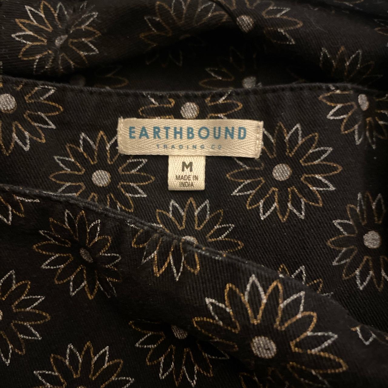 Black Earthbound overalls with metallic flower... - Depop