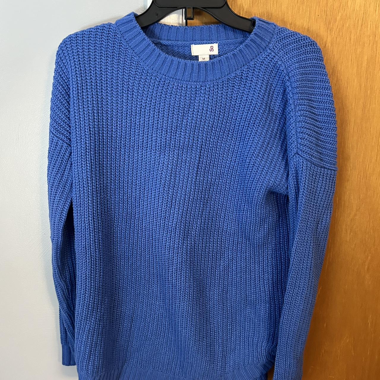 medium blue cable knit Kohls sweater! Never worn! - Depop