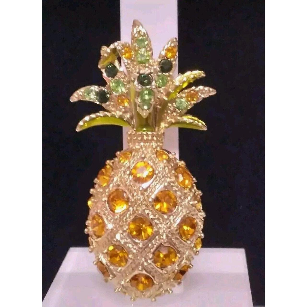 Monet Brooch Vintage Pineapple Shaped Black Green... - Depop