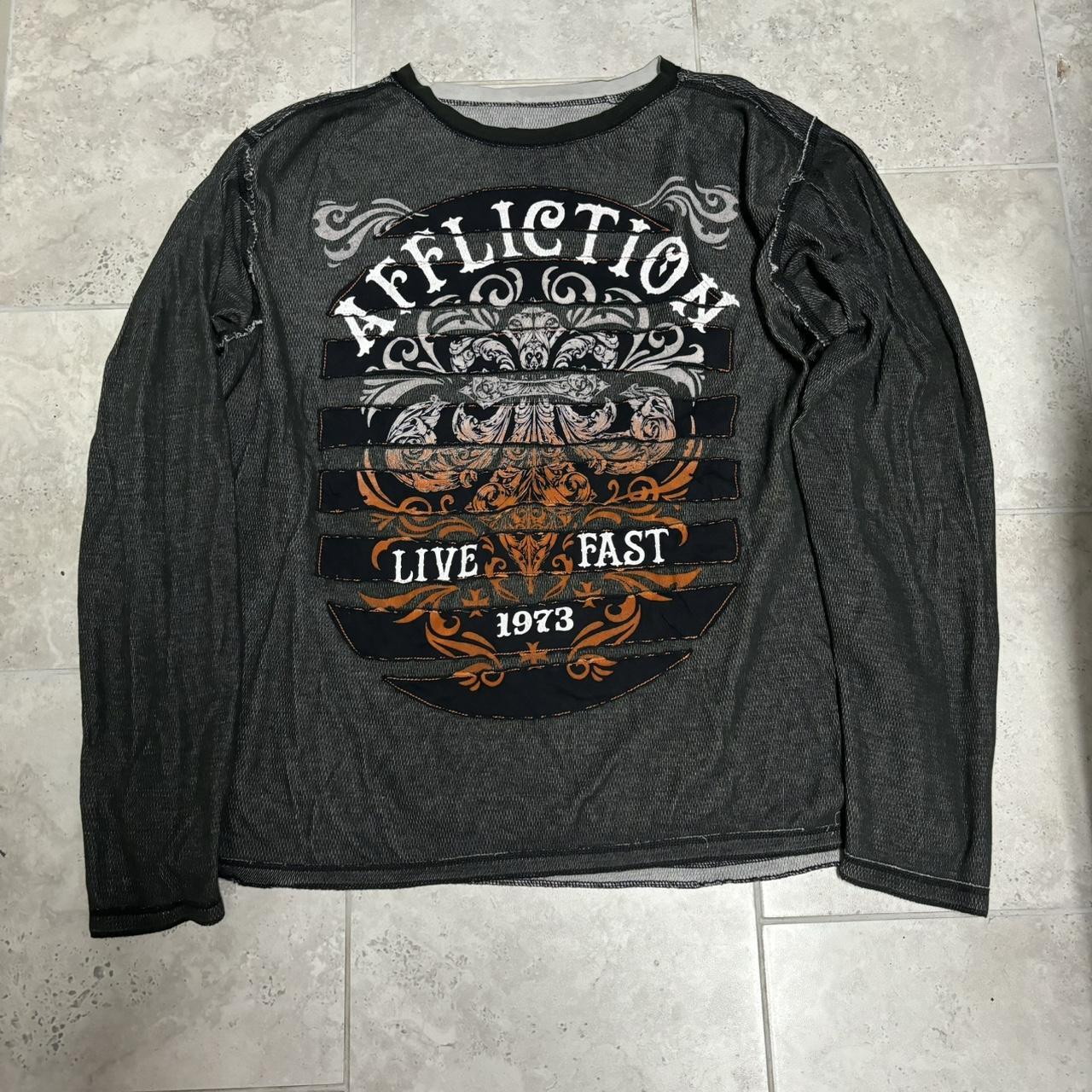 reversable Affliction thermal size 3xl stain on... - Depop