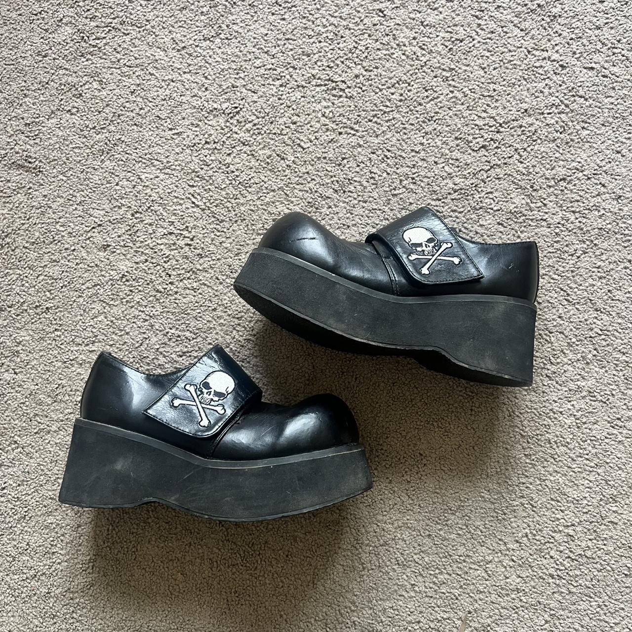 Vintage Demonia Dank-108 Platform Shoes Skull Goth... - Depop