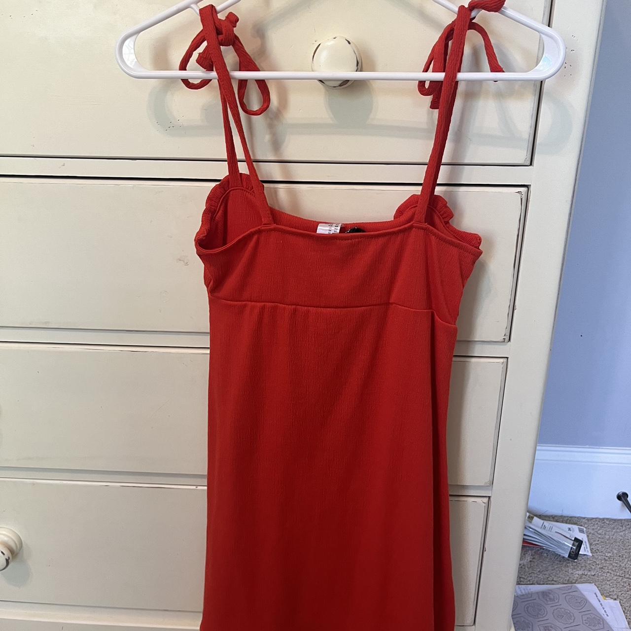 h&m divided red dress only worn once for my senior... - Depop