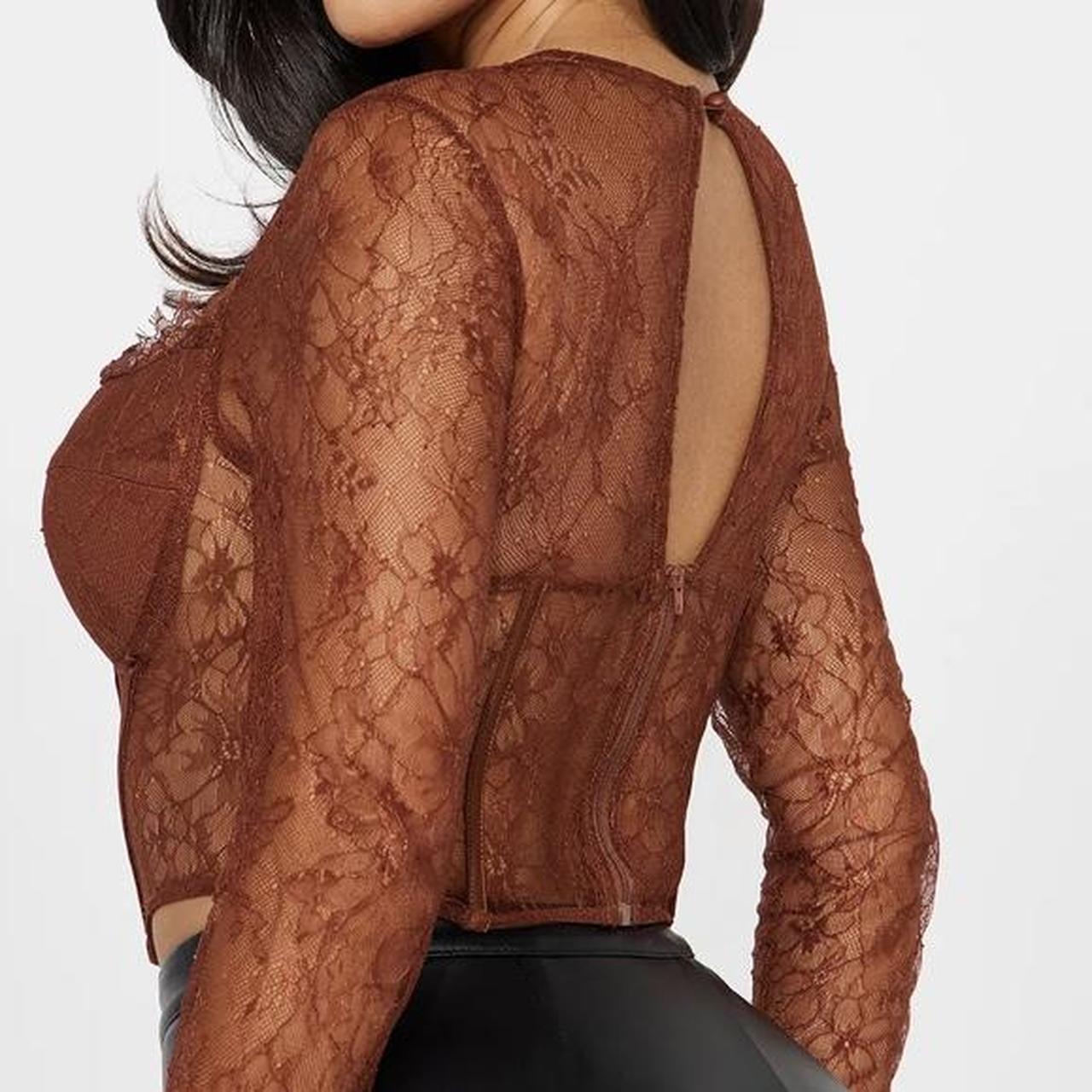 Fashion nova-lace corset top in brown- brand new... - Depop