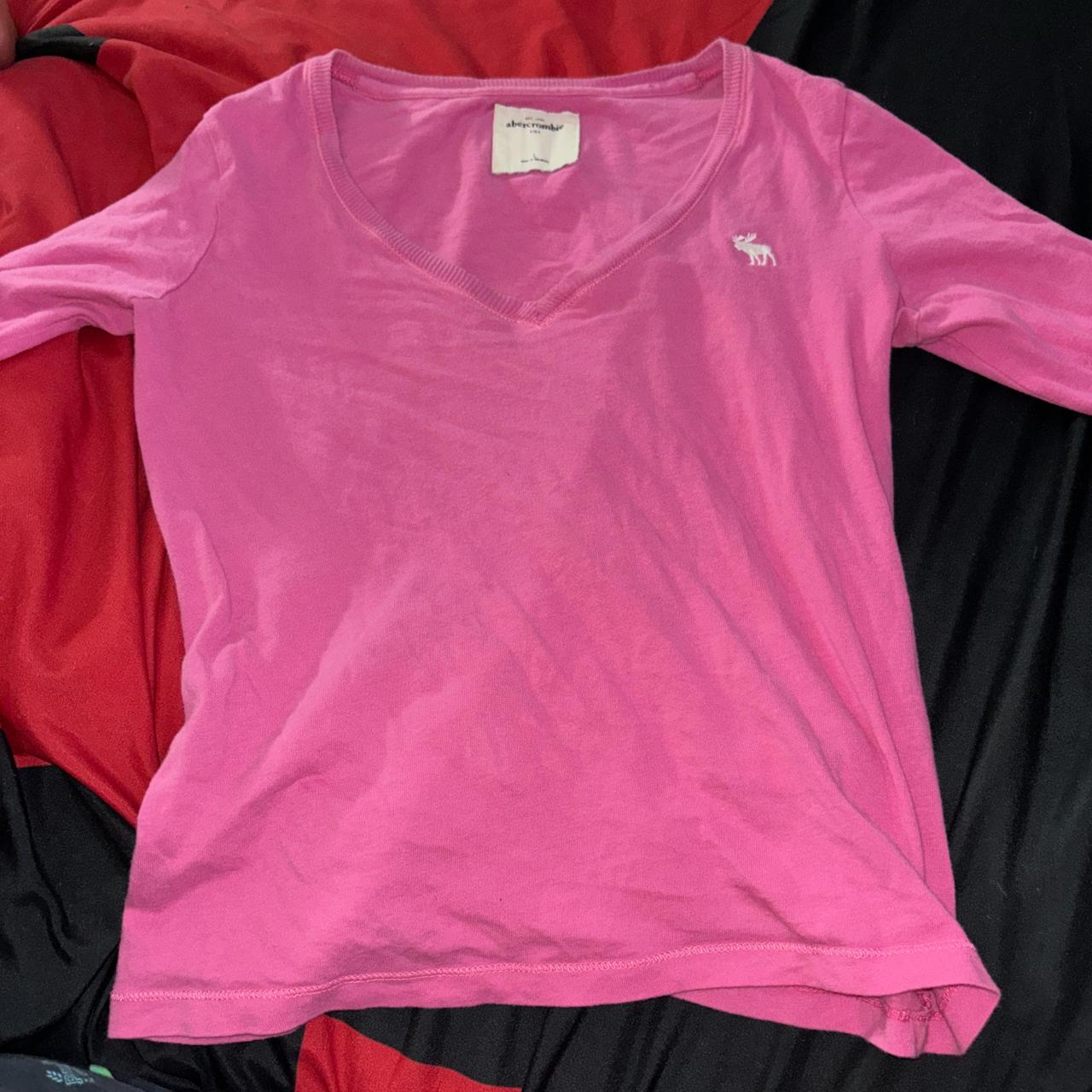 y2k pink abercrombie & fitch long sleeve tagged a... - Depop