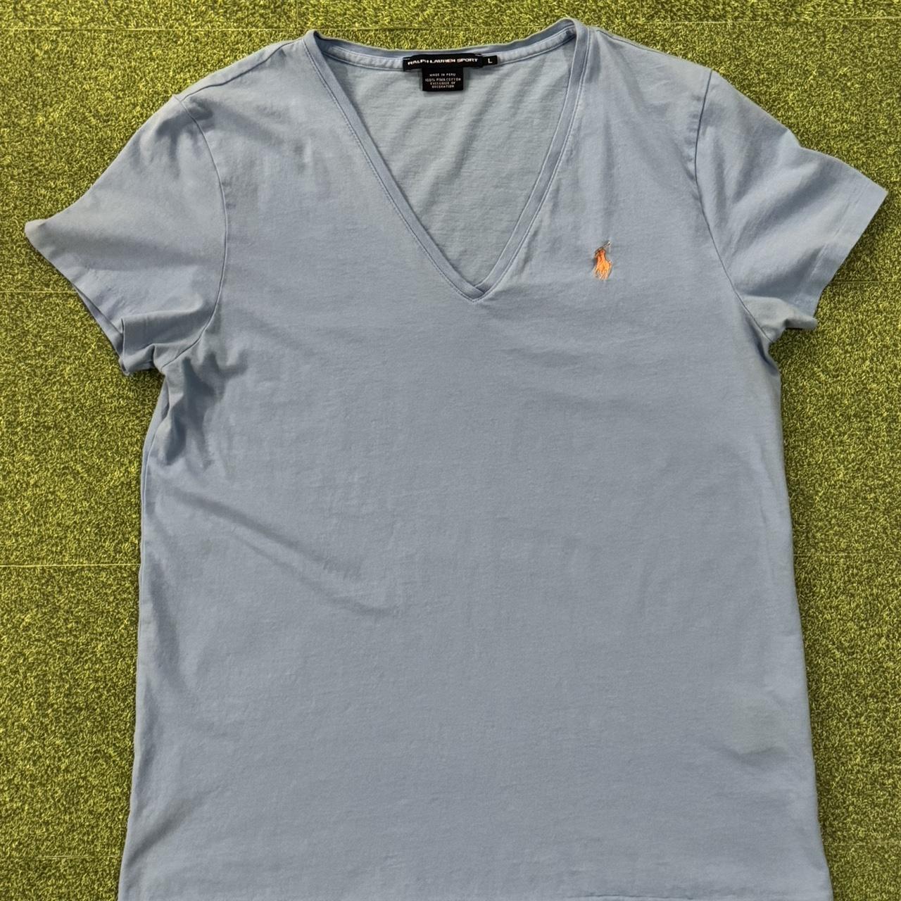 Polo Ralph Lauren baby blue v-neck t-shirt Women’s... - Depop